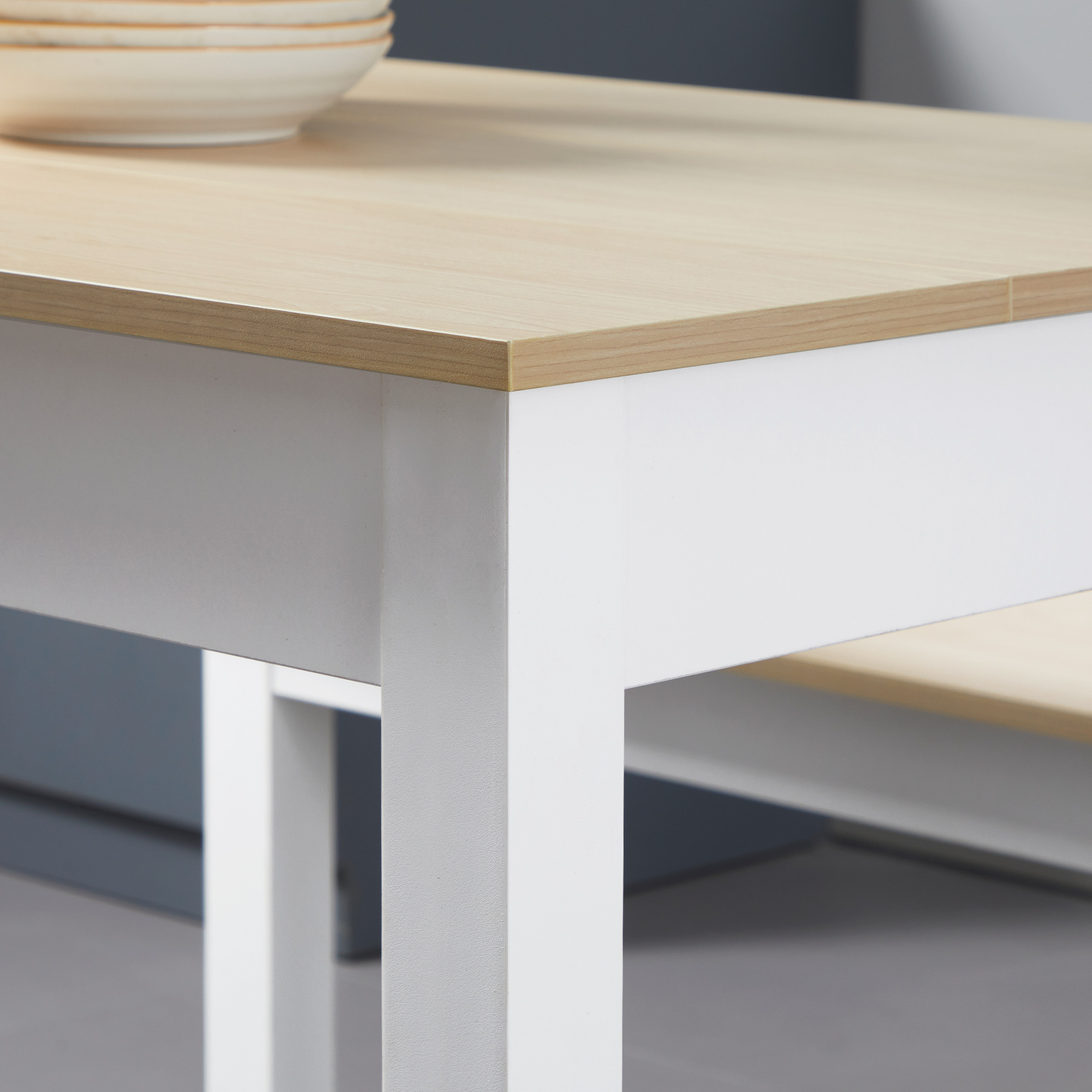 HOMCOM Conjunto de mesa de comedor de 3 piezas con 2 bancos ...