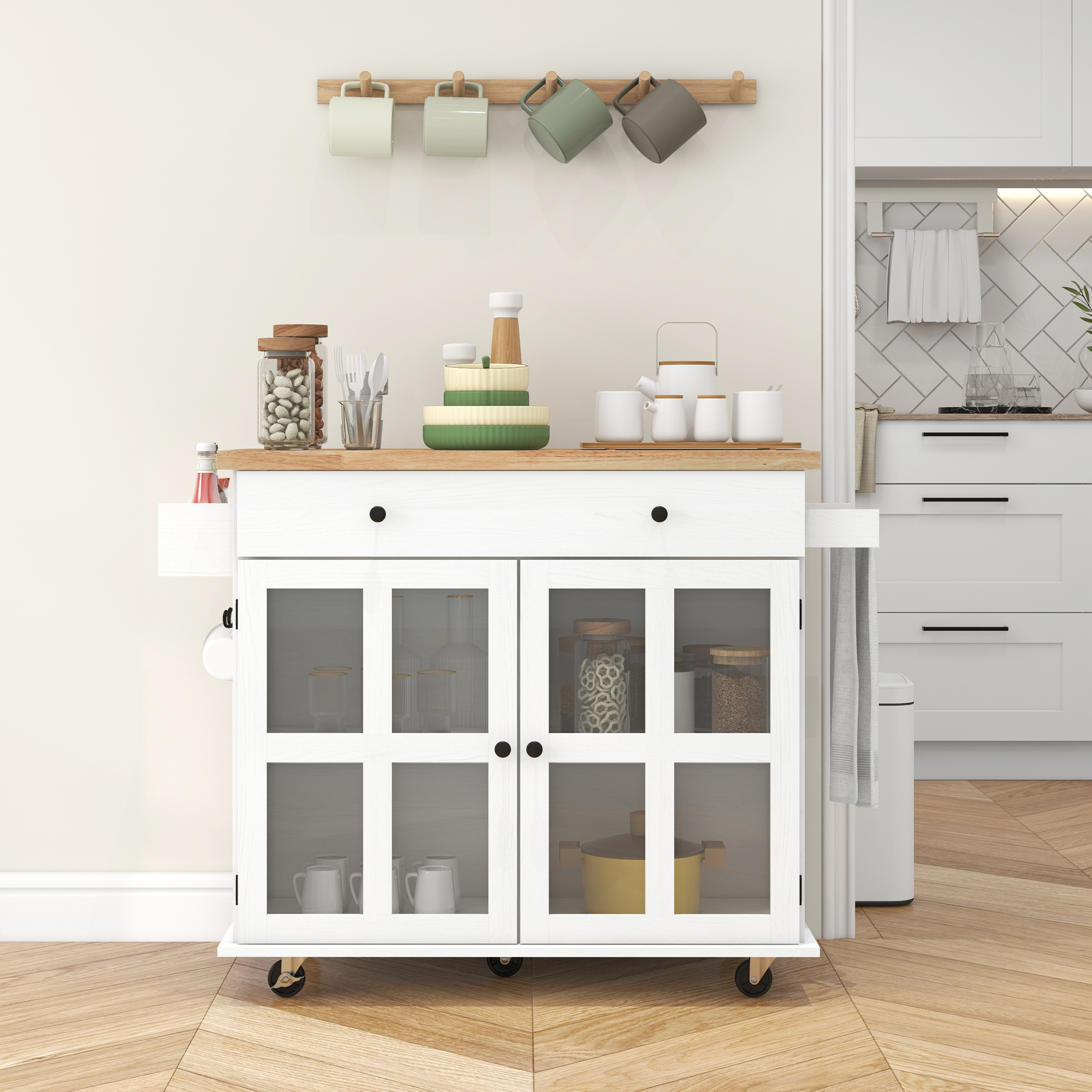 HOMCOM Carrello isola da cucina multi-rangements cassetto armadi ...