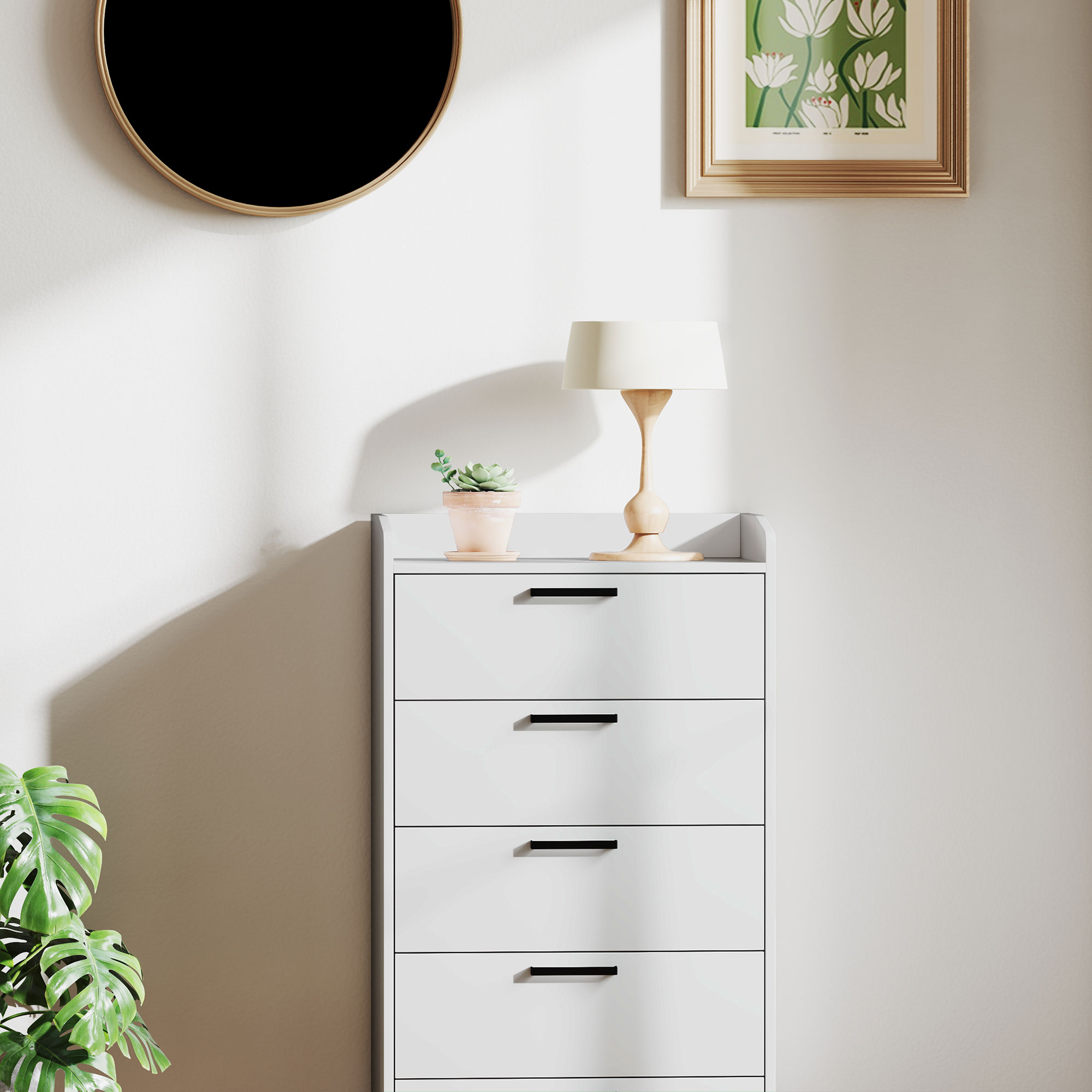 HOMCOM Cómoda de 5 cajones cómoda de habitación con correderas y ...