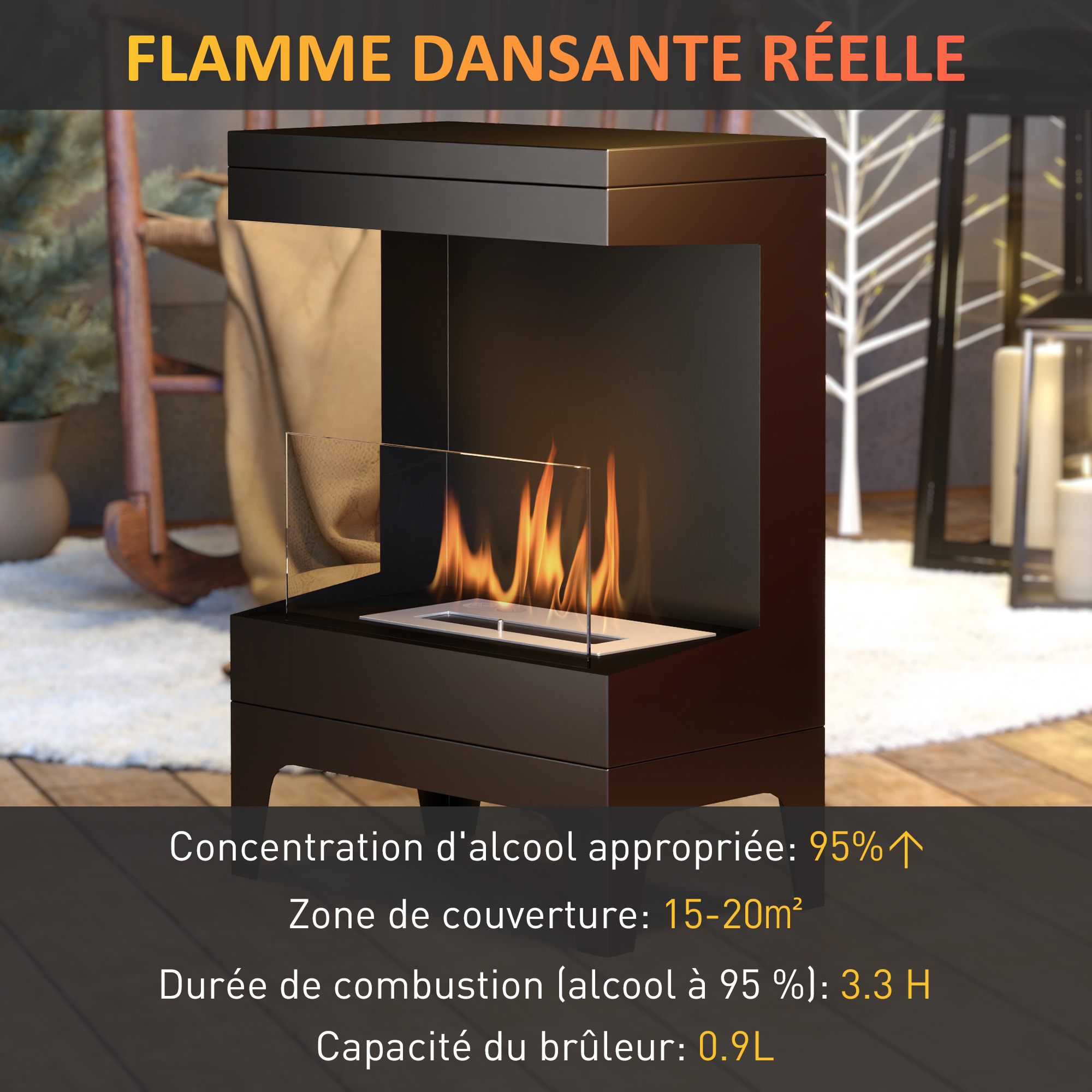 Homcom Cheminee Bioethanol
