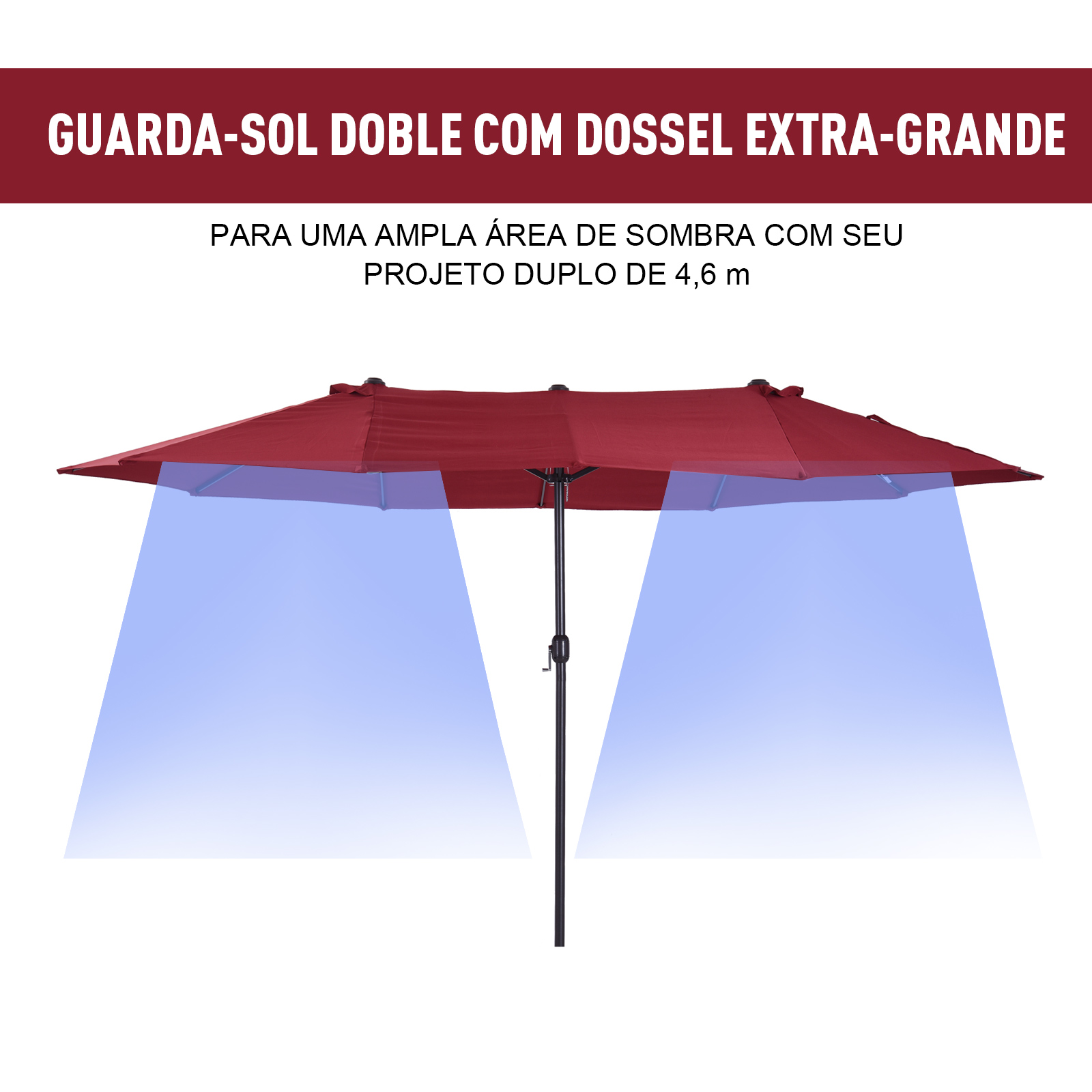 Outsunny Chapéu de Sol Duplo 4,6x2,4m Chapéu de Sol de Jardim com ...