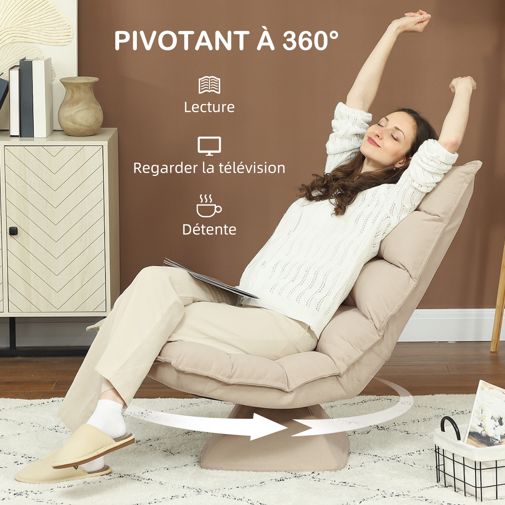 HOMCOM Fauteuil de sol paresseux fauteuil relax fauteuil salon design ...