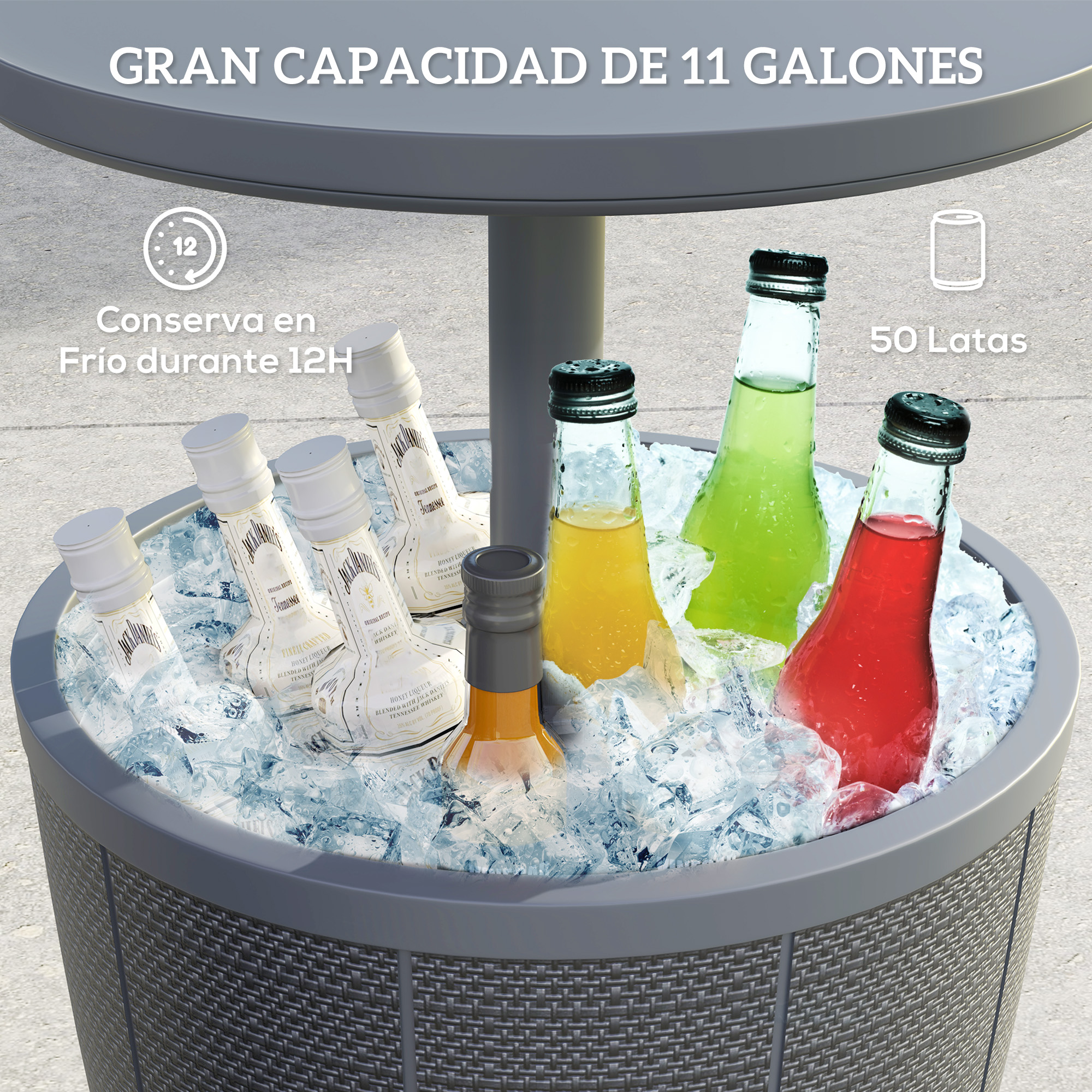 Outsunny Mesa Nevera para Exterior 41 L 3 en 1 Cool Bar Mesa Auxiliar ...