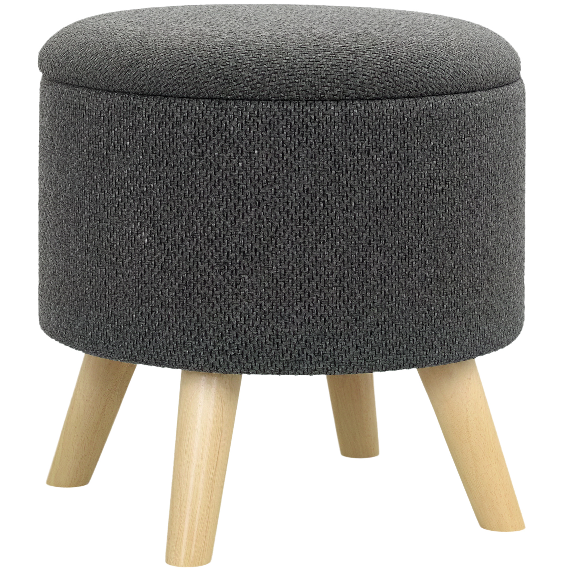 HOMCOM Pouf rond repose-pieds tabouret avec coffre de rangement pieds ...