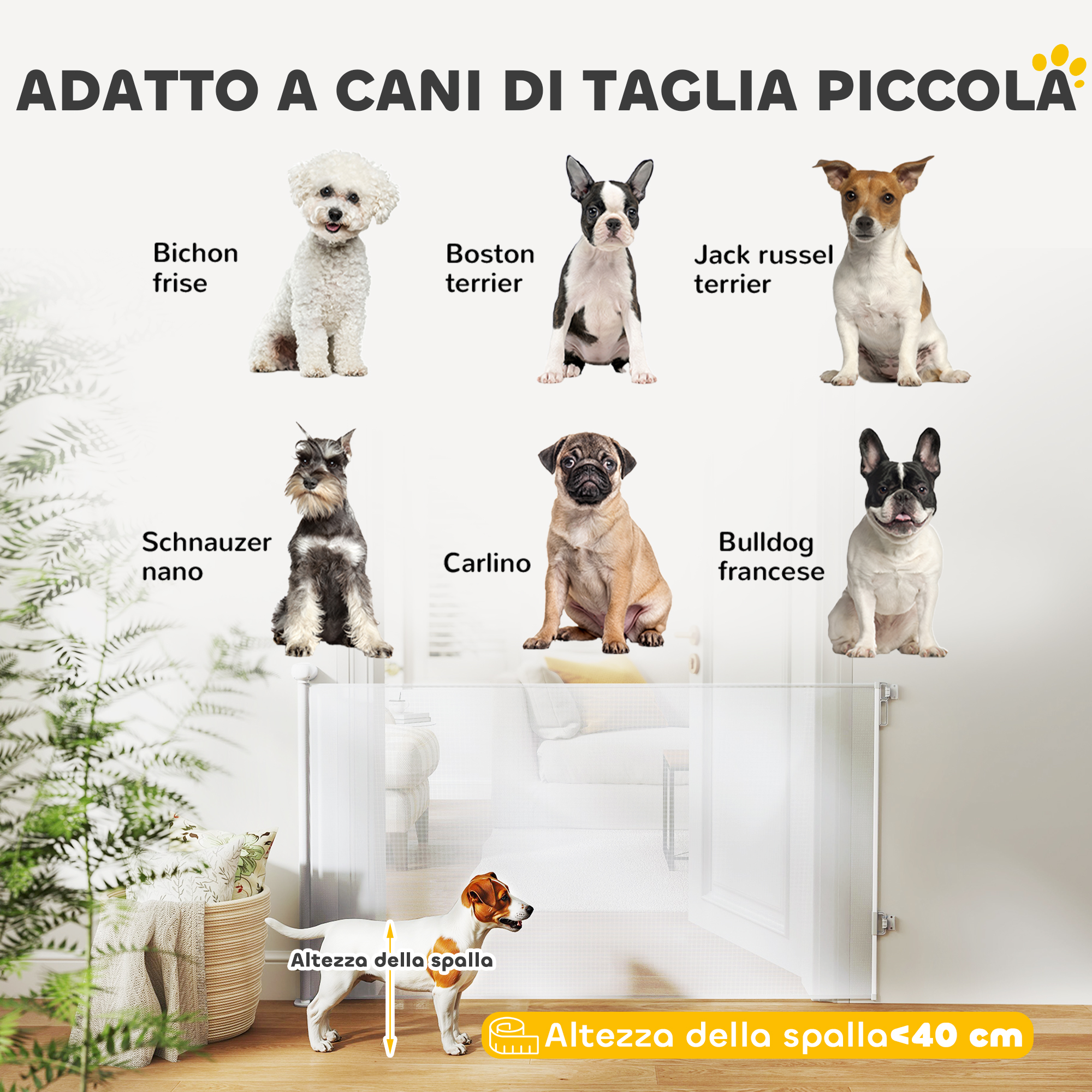 PawHut Cancellino per Cani Estensibile 0-140cm con Blocco Bianco ...