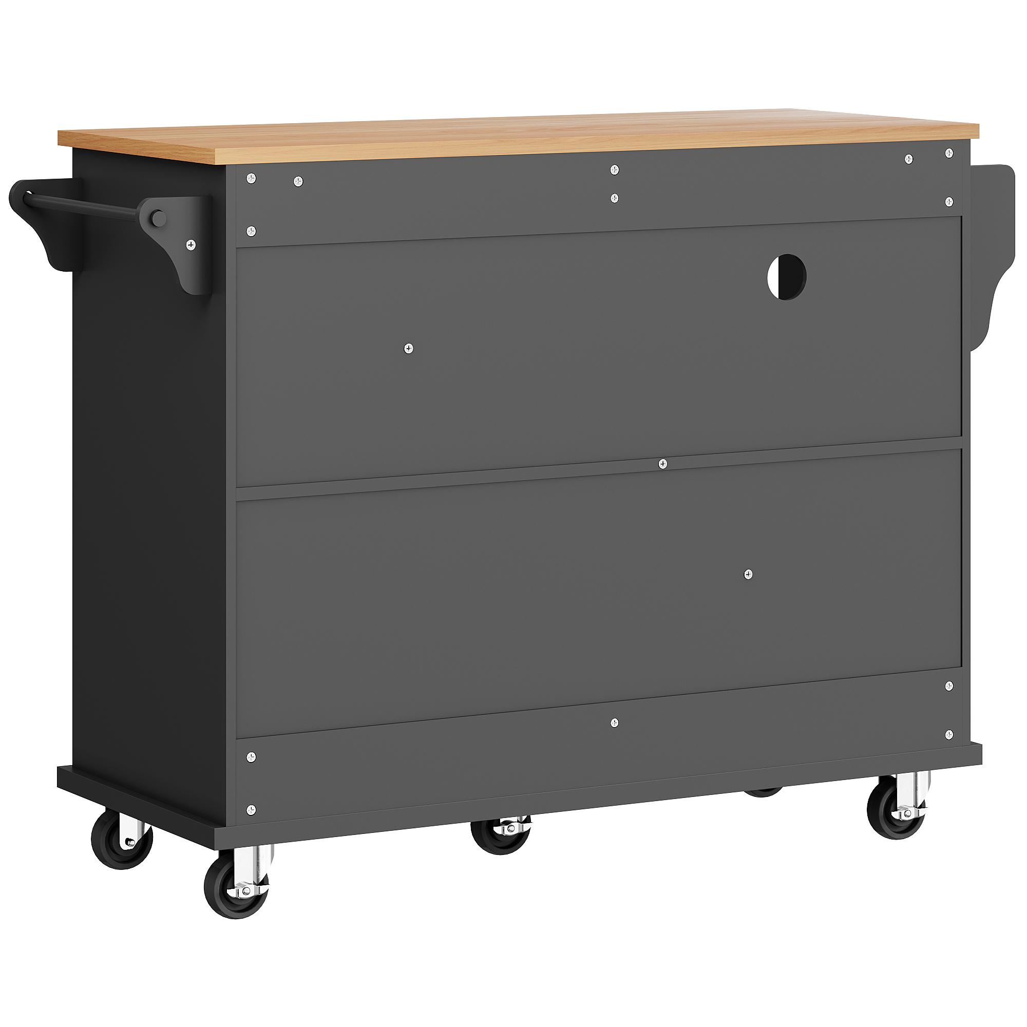 Mobile Kitchen Trolley with 5 Wheels, Black | Aosom UK
