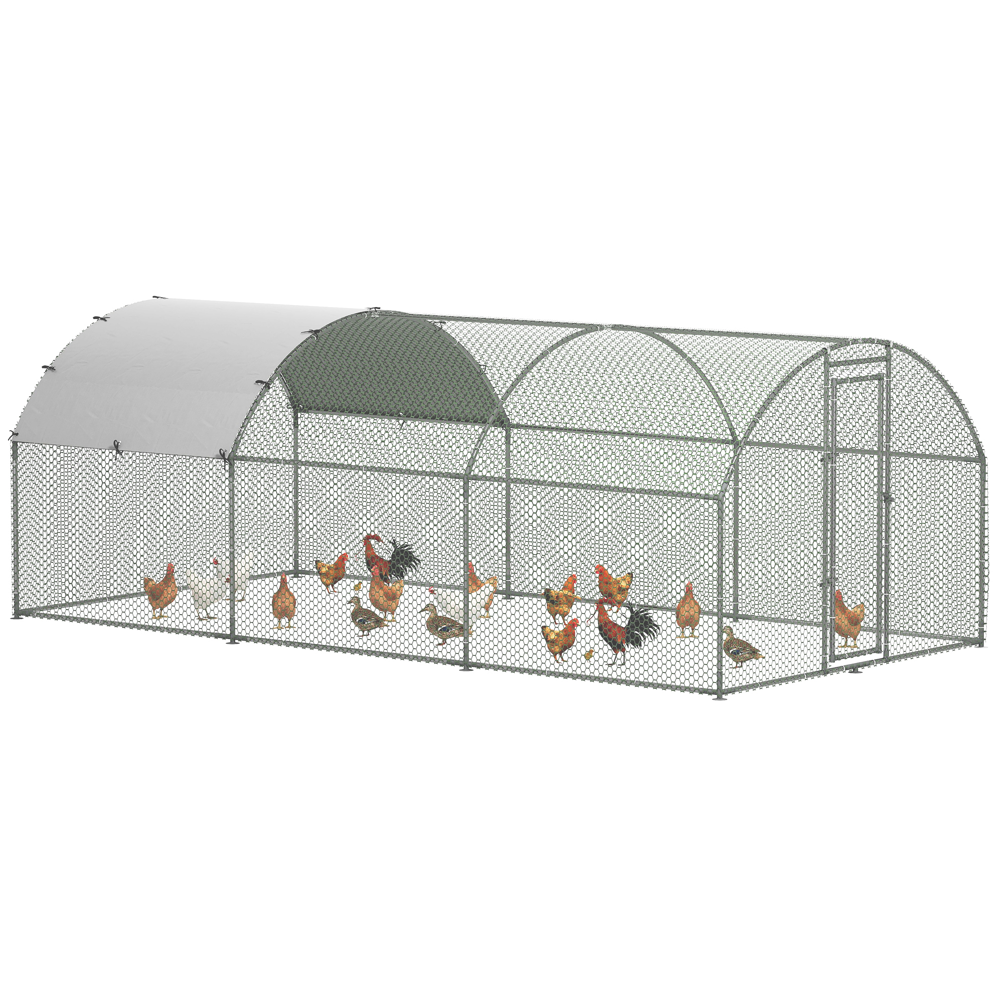 PawHut Gallinero de Exterior Grande para 12-18 Gallinas de Acero ...