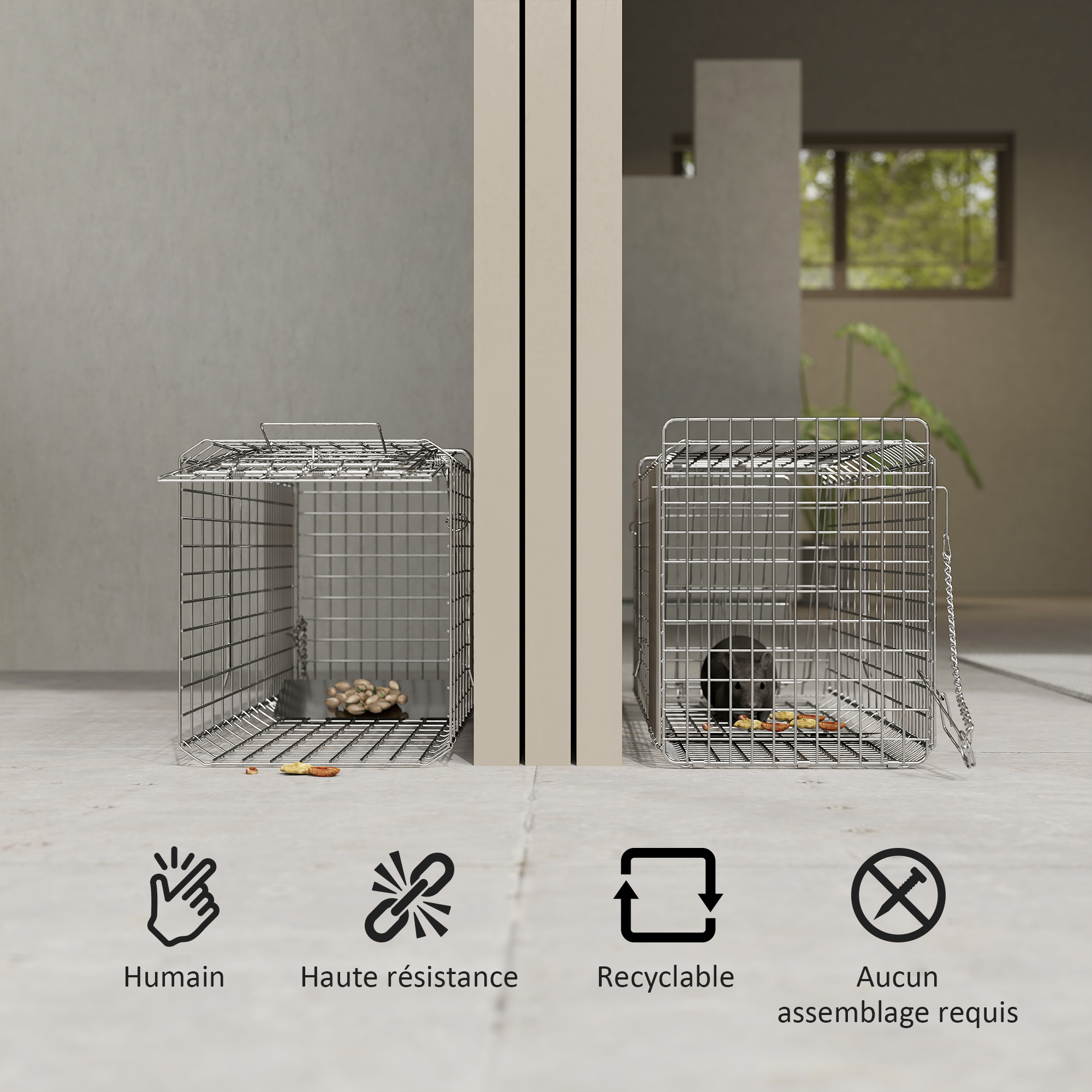 Outsunny Piège cage de capture pliante pour petits animaux type lapin ...
