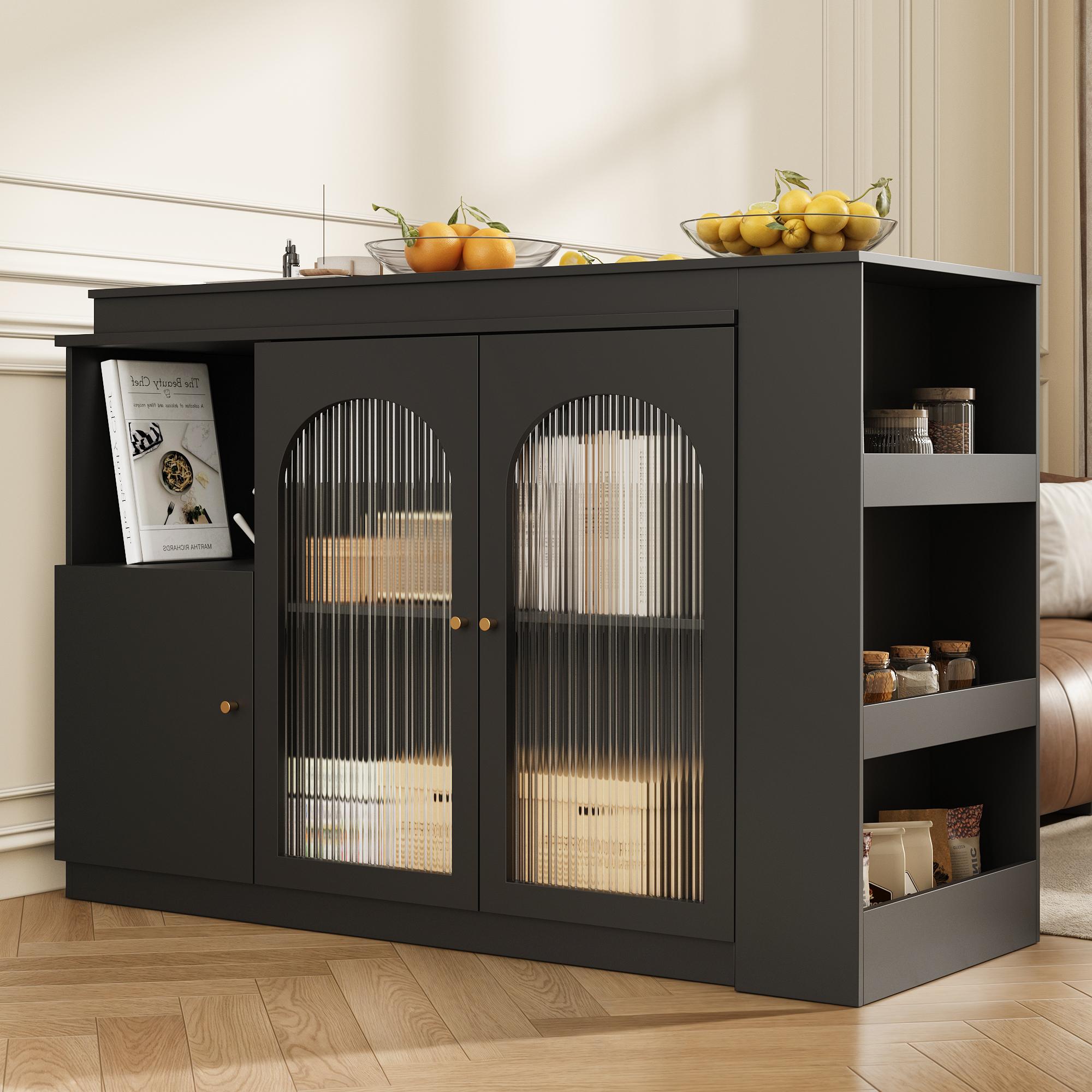 360° Rotating Bar Table with Multifunctional Storage, Black | Aosom UK