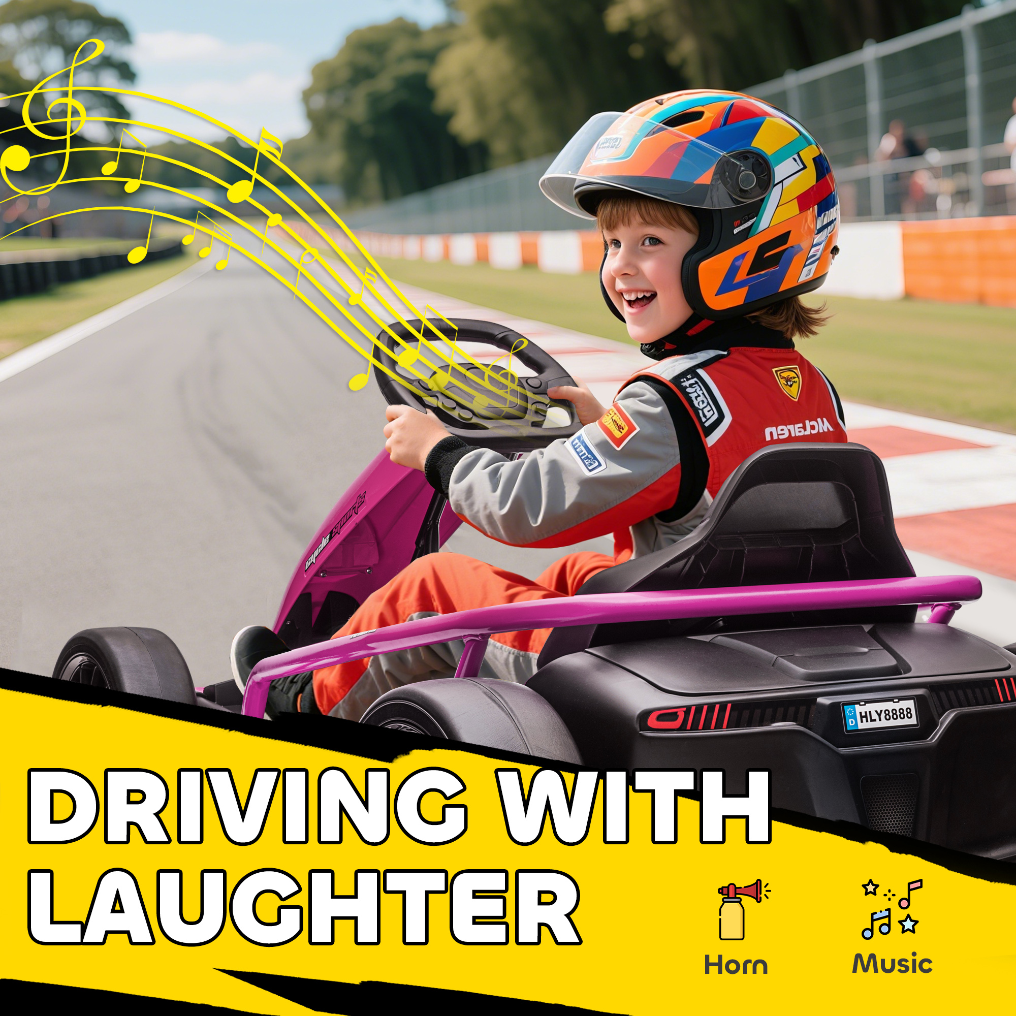 HOMCOM 24V Electric Go Kart for Kids, Drift Ride-On Racing Go Kart with ...