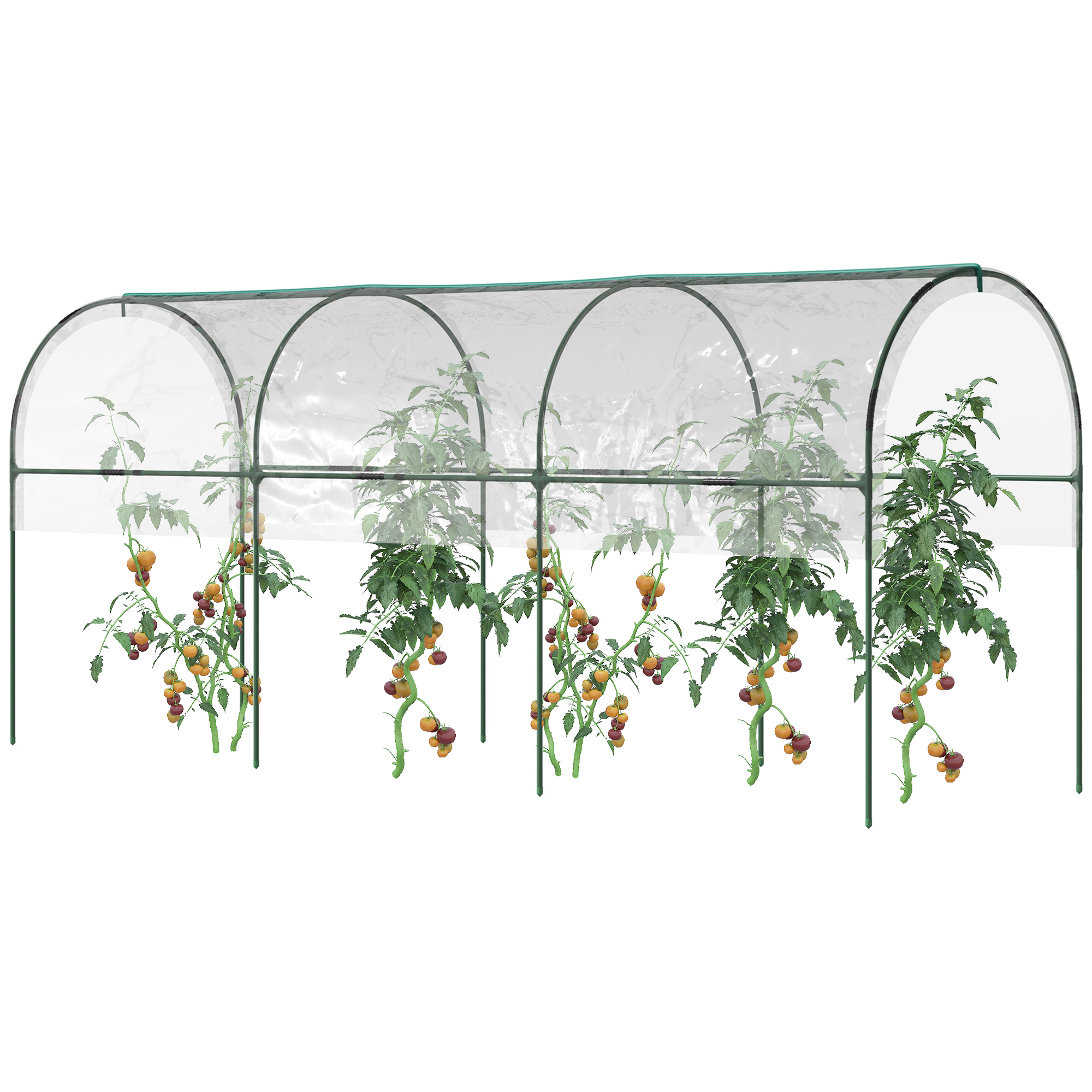 Outsunny Serre de jardin serre à tomates 4 arceaux en acier bâche en ...