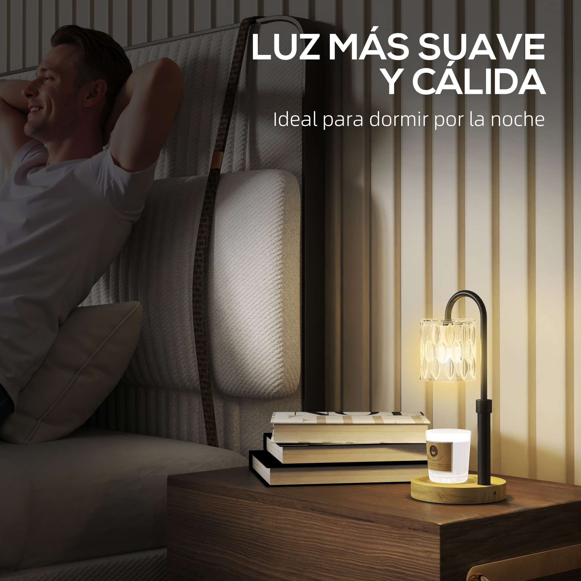 HOMCOM Lámpara Calefactora de Velas con Base Pantalla de Vidrio y ...