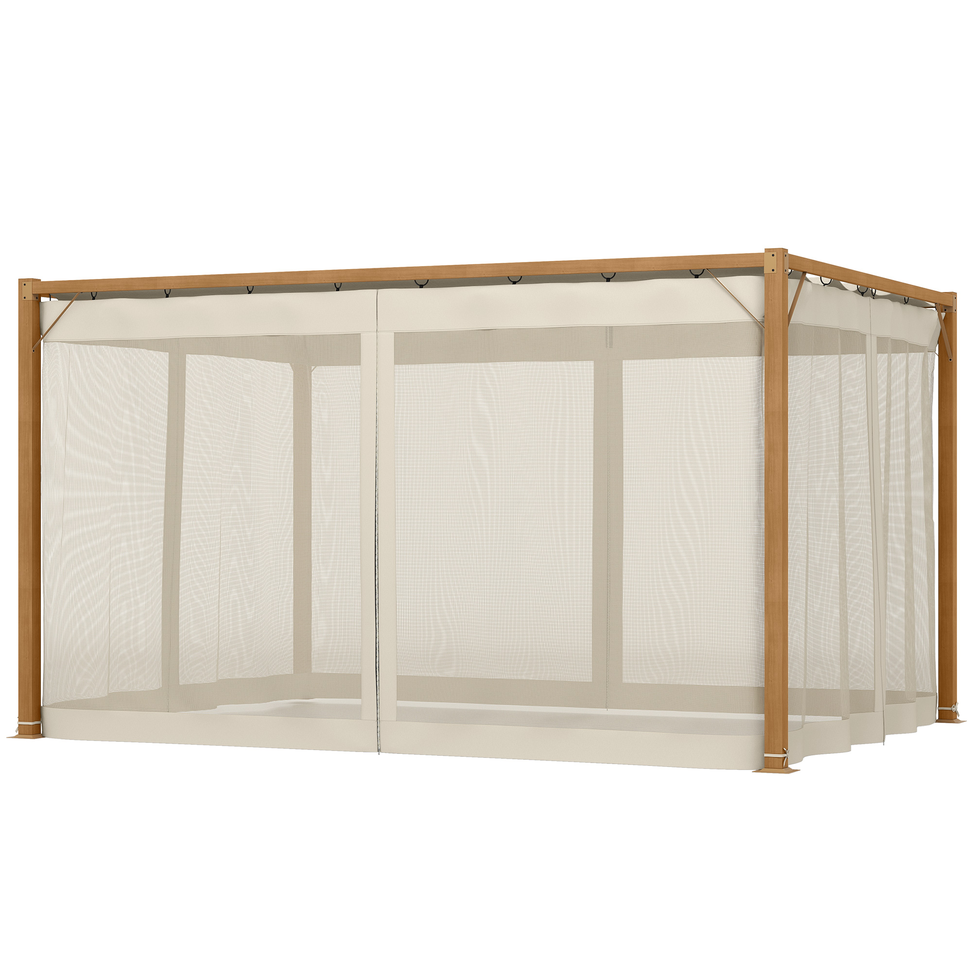 Outsunny Pérgola de Jardín 4x3 m con Techo Retráctil Mosquiteras ...