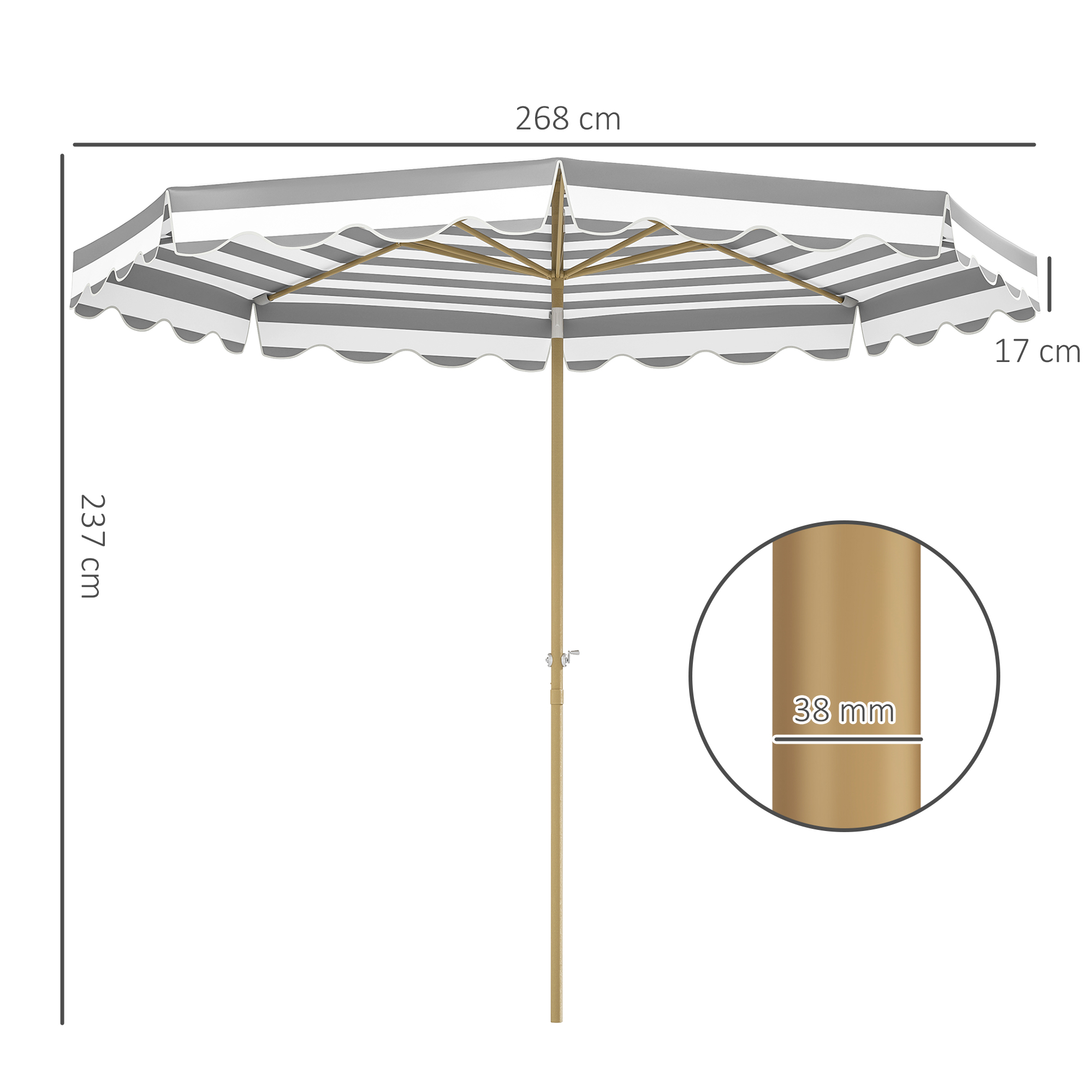 Outsunny Sombrilla Grande con Protección UV 50+ y Toldo Ajustable para ...