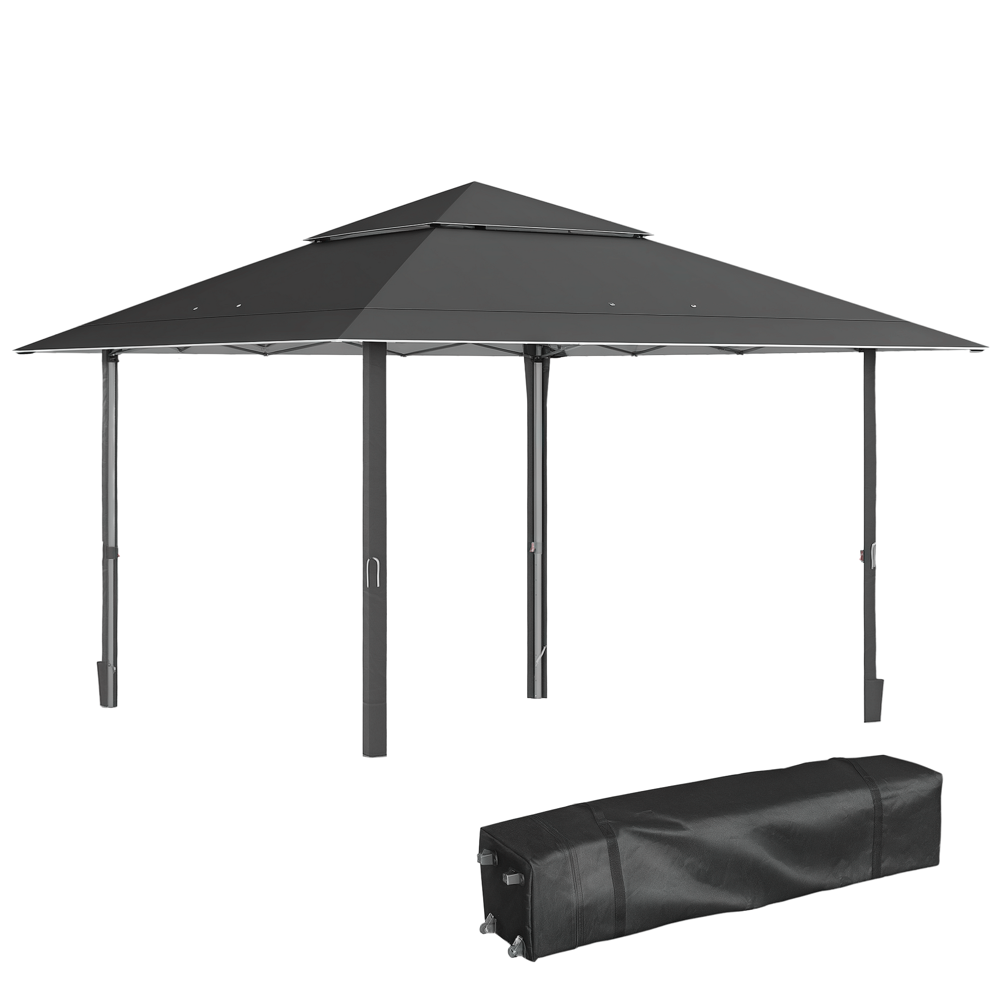 Outsunny 4 x 4m Pop-up Gazebo Double Roof Canopy Tent with UV Proof ...