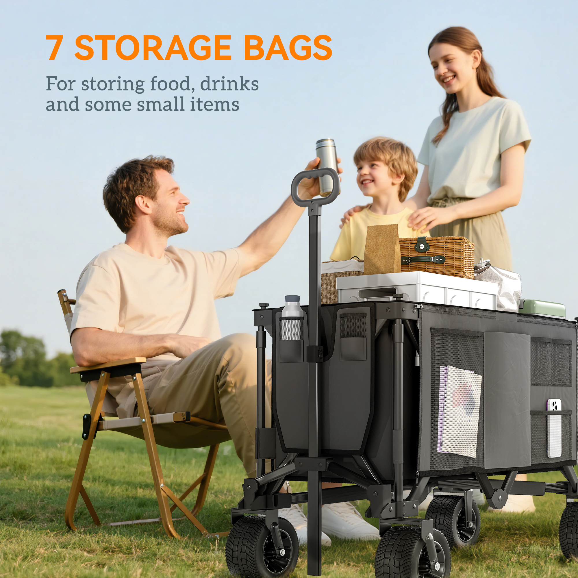 Outsunny Folding Garden Trolley, Cargo Traile on Wheels, Collapsible ...