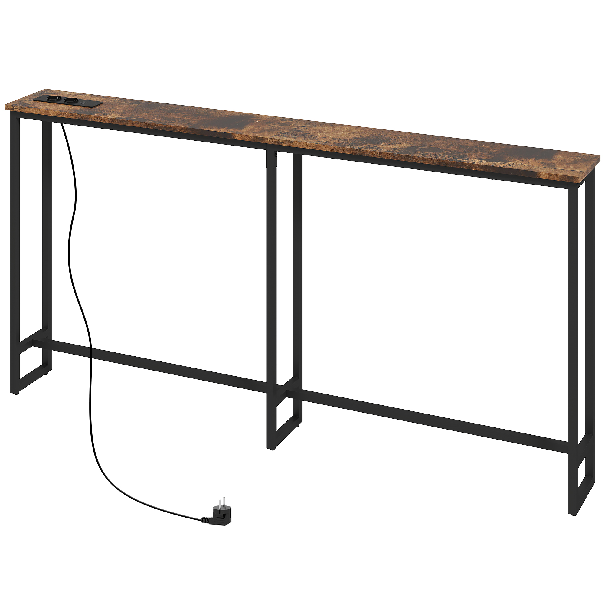 HOMCOM Table console étroite style industriel avec prises de courant et ...