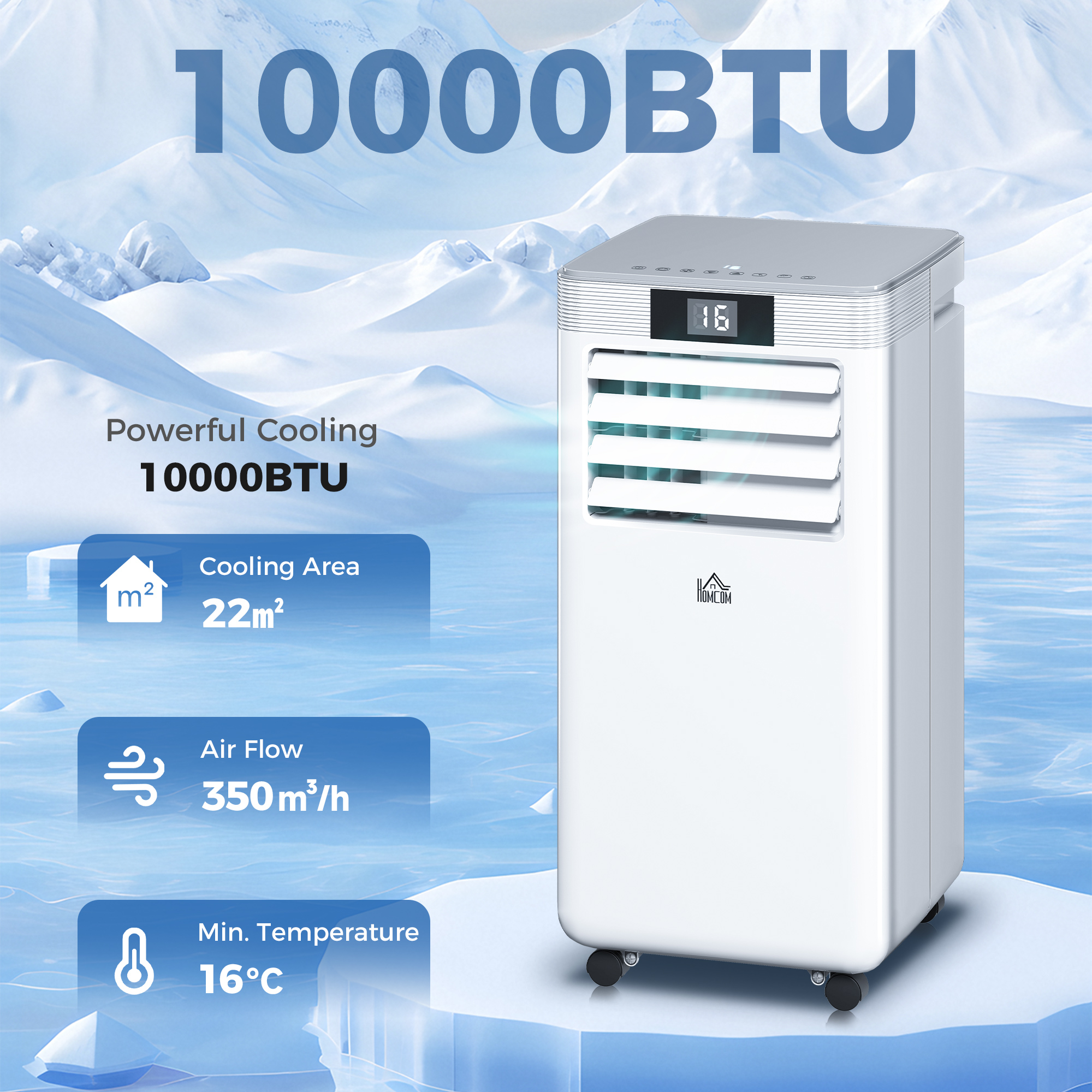 HOMCOM 10000 BTU Mobile Air Conditioner Portable AC Unit for Cooling ...
