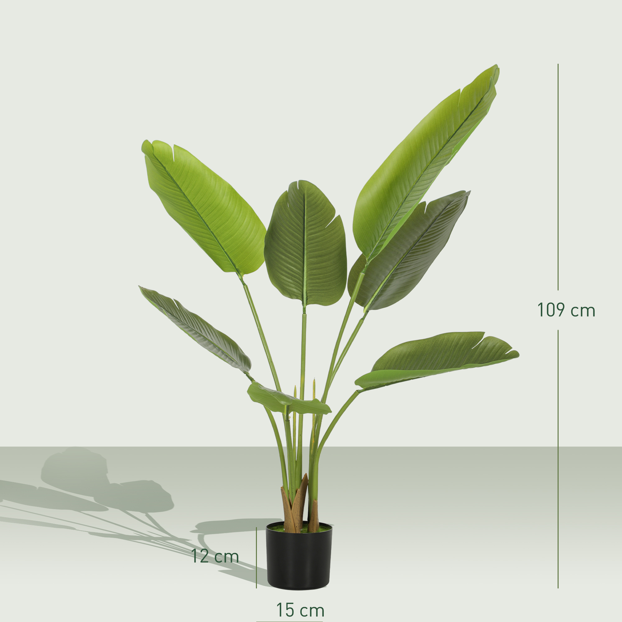 HOMCOM Planta Artificial Decorativa 109 cm Bananera Artificial con ...