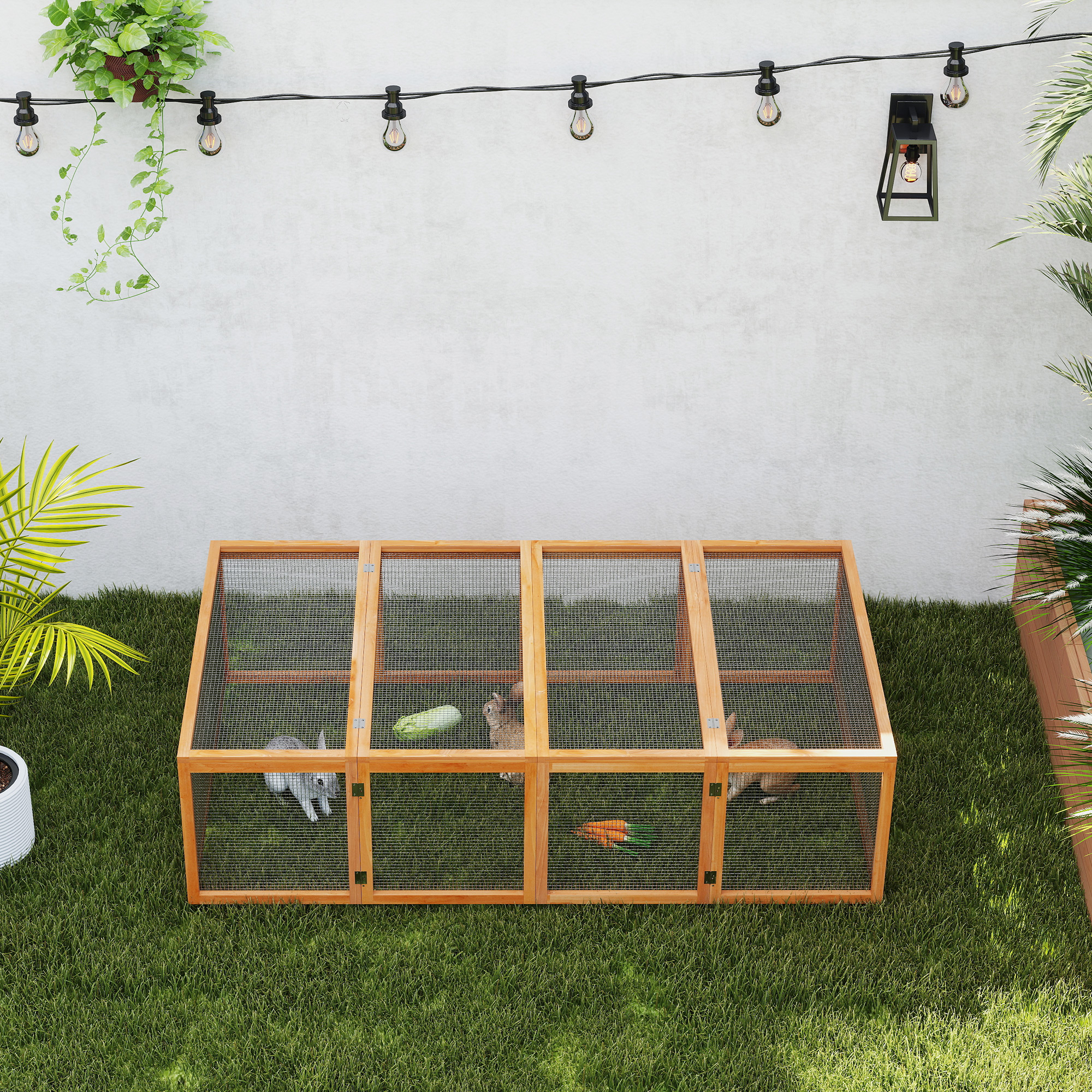 Wooden Rabbit Hutch Cage 6ft With Wire Mesh Openable Roof Aod51 ...