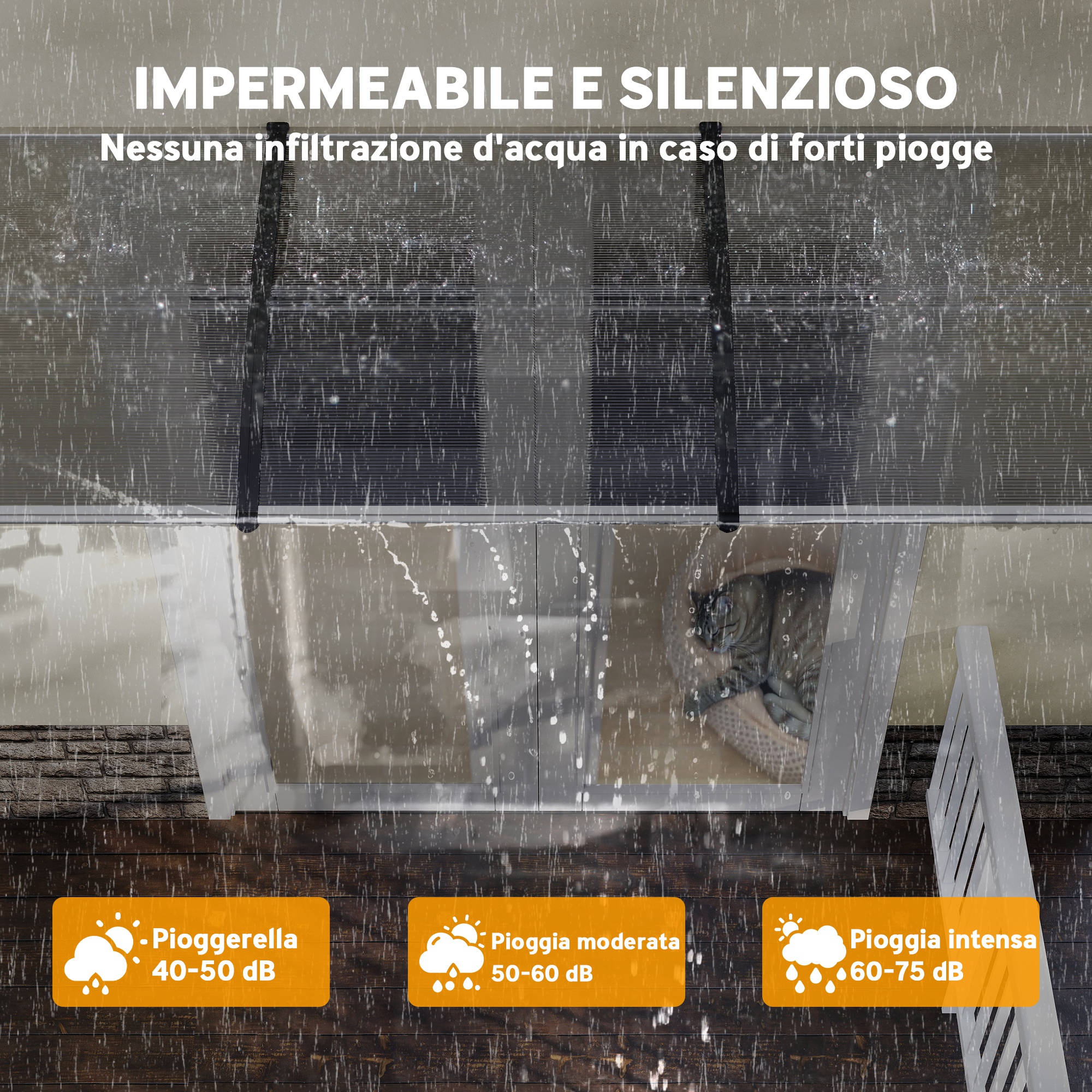 Outsunny Tettoia Esterna per Finestre e Balconi Nera Trasparente ...