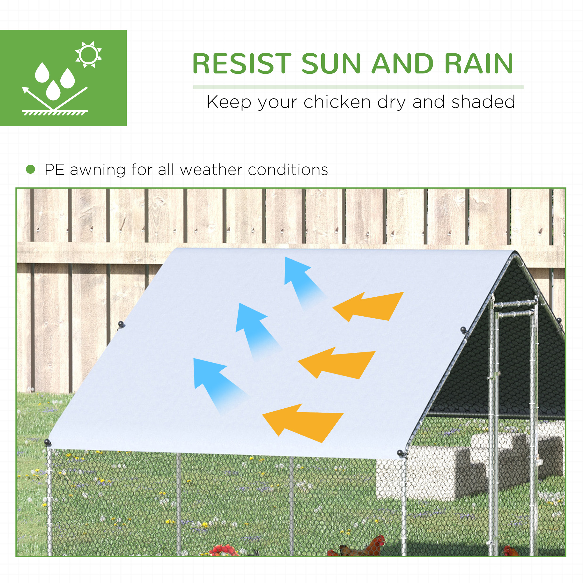 PawHut Chicken Run Galvanised 3 x 2 x 2m with Water-Resist Cover ...