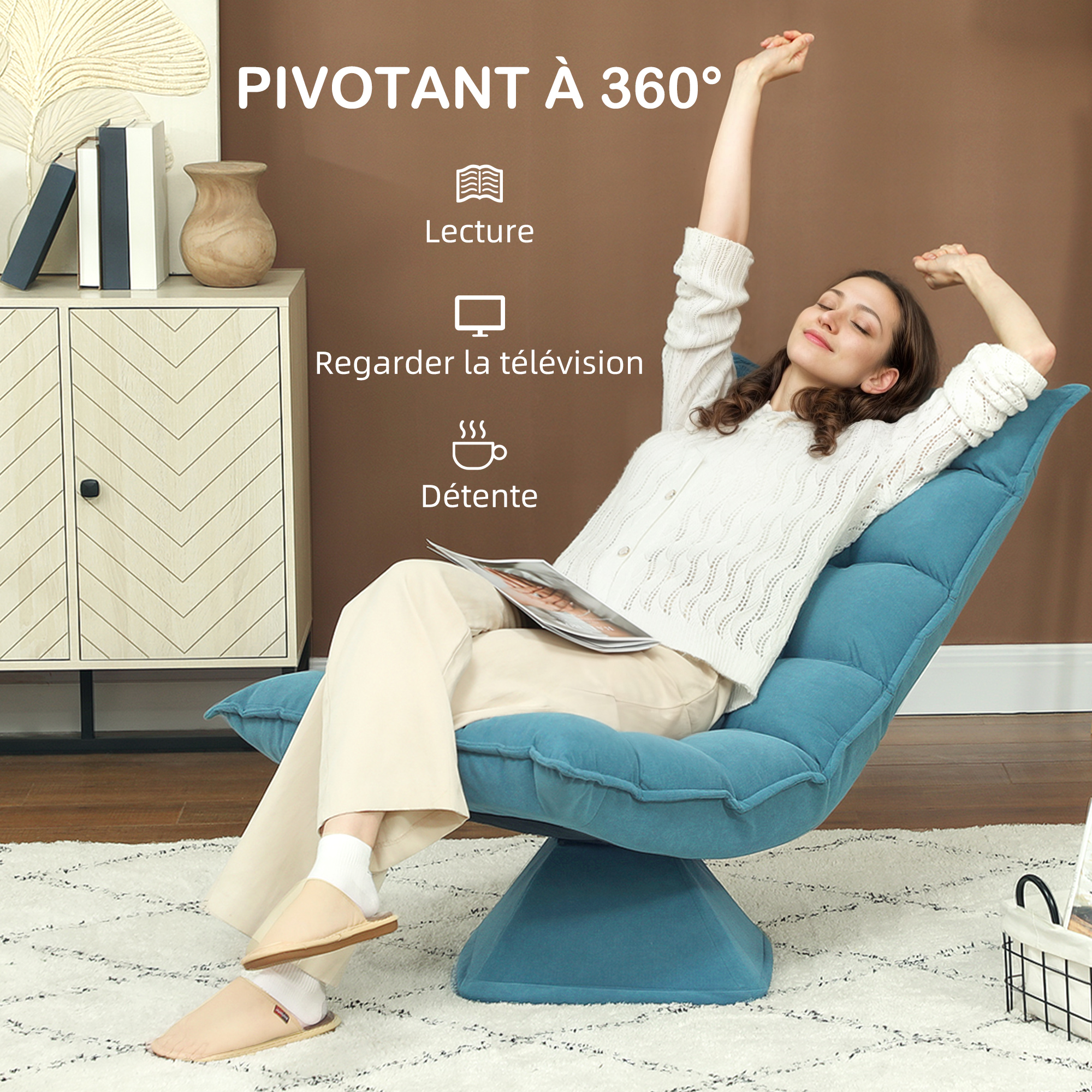 HOMCOM Fauteuil de sol paresseux fauteuil relax fauteuil salon design ...