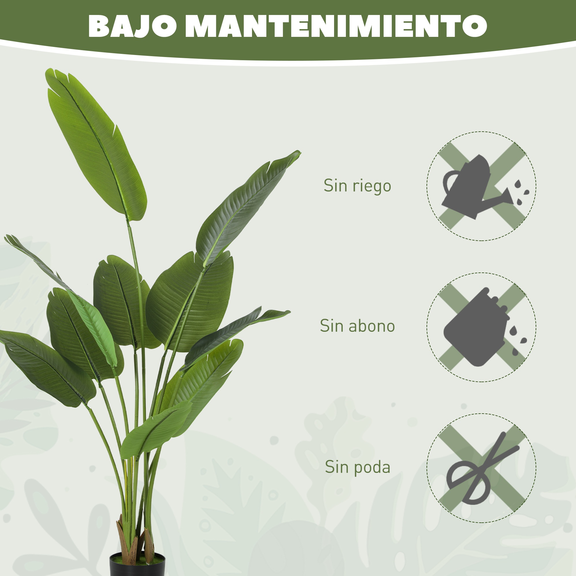 HOMCOM Planta Artificial Decorativa 160 cm Bananera Artificial con ...