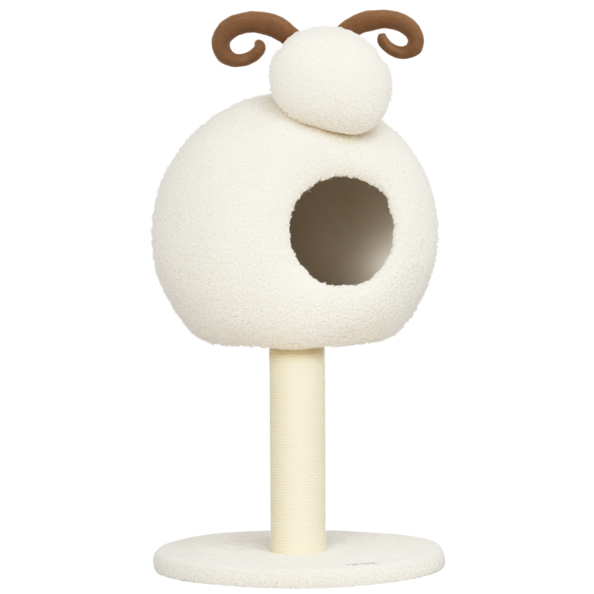 HOMCOM Griffoir pour chat, Design mouton avec cabane pour chat et ...