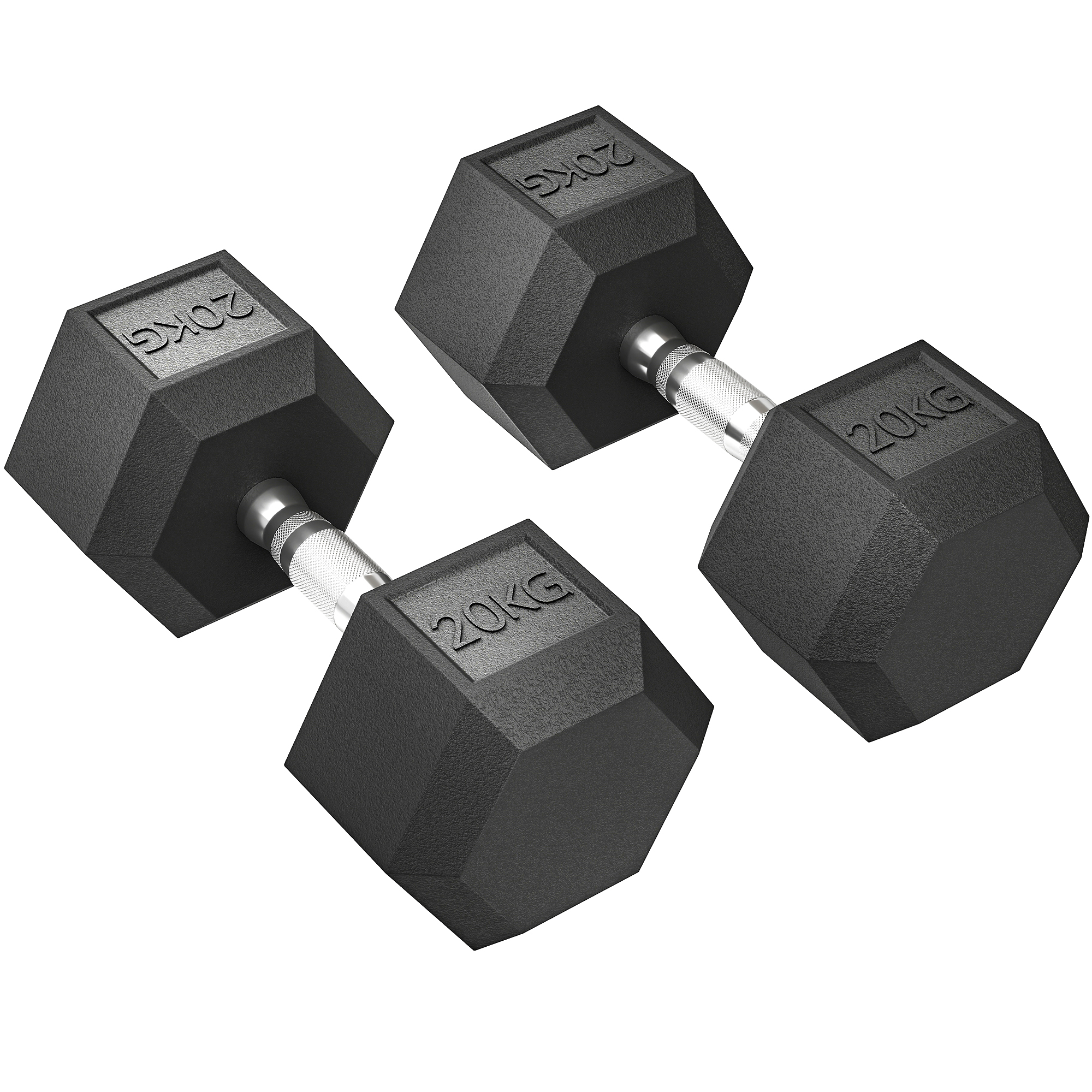 HOMCOM Haltères avec poignée texturée, haltère en fonte, 2 x 20kg pour ...