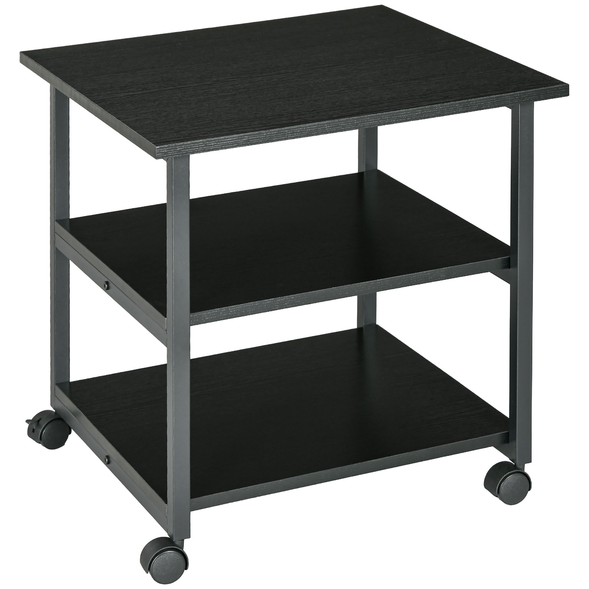 HOMCOM 3-Tier Printer Stand with Storage Shelf, Mobile Printer Table on ...