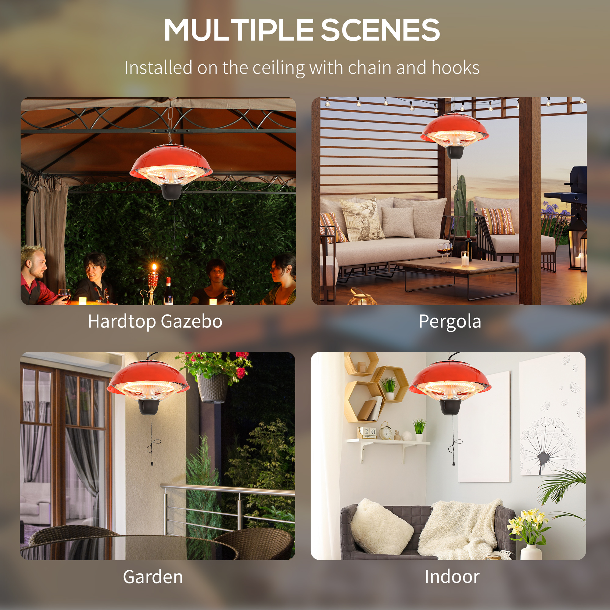 Outsunny Patio Heater, 1500W, Aluminium-Red NEXT DAY DELIVERY | Aosom ...