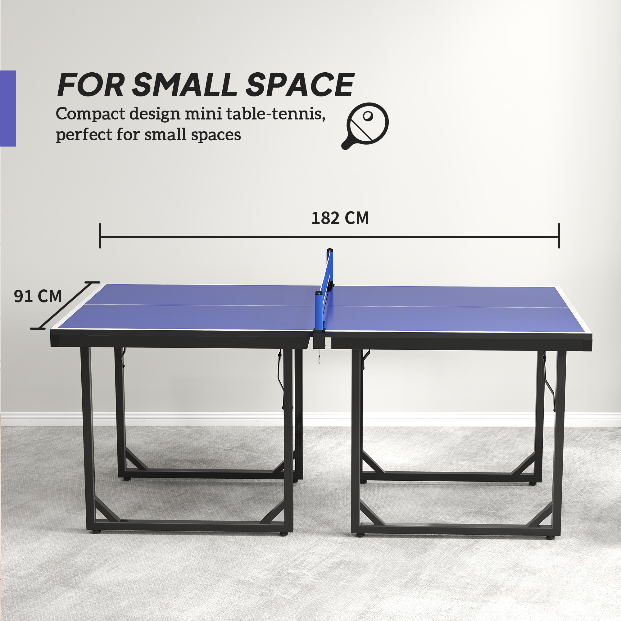 HOMCOM Folding Mini Table Tennis/Ping Pong Table Set-Black/Blue | Aosom ...