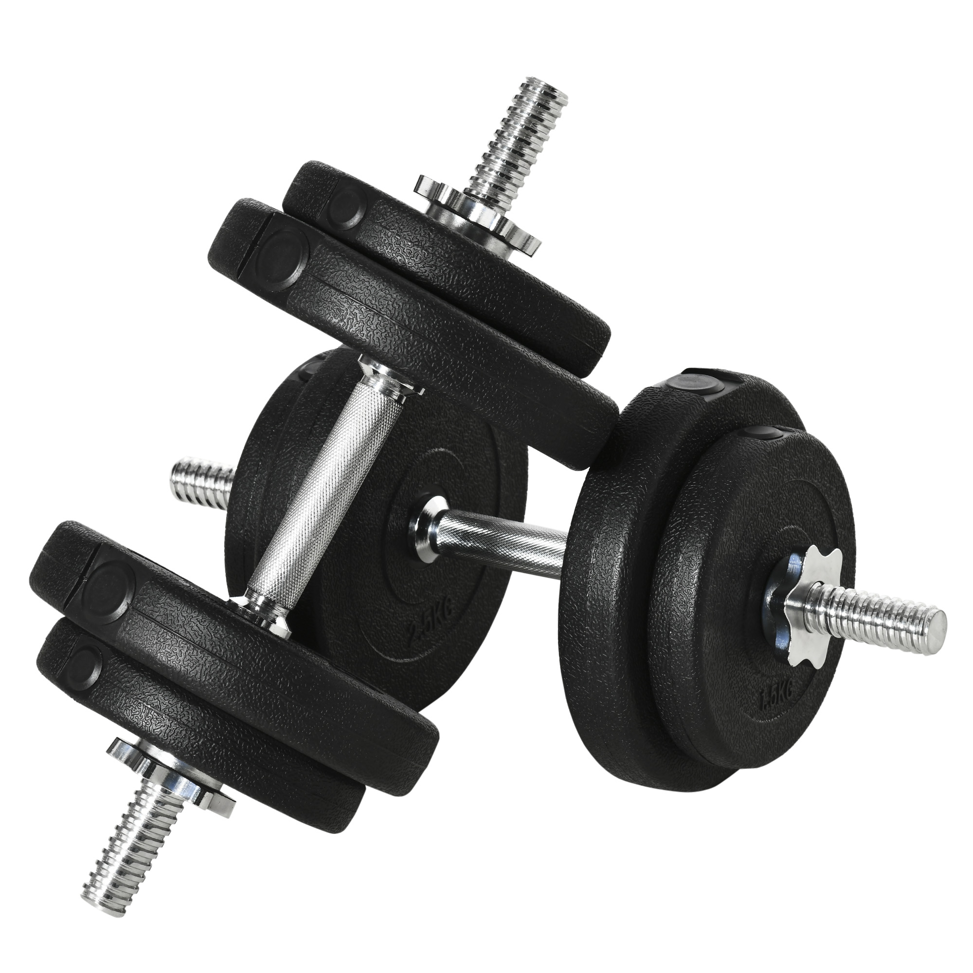 HOMCOM Conjunto de Halteres Ajustáveis 20 kg com Barra de Conexão de ...