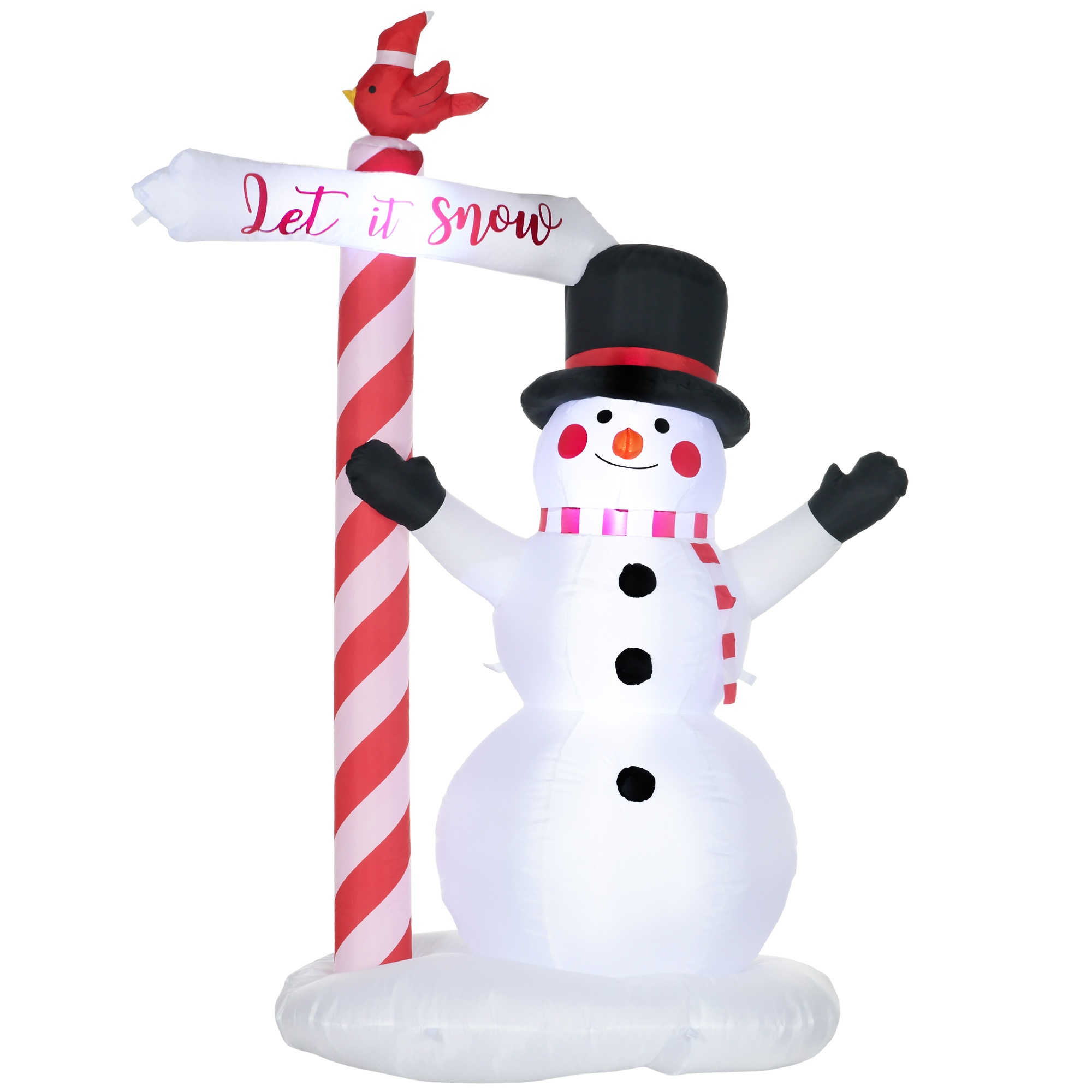 HOMCOM Boneco de Neve Insuflável com Placa 3 LED Poliéster Impermeável ...