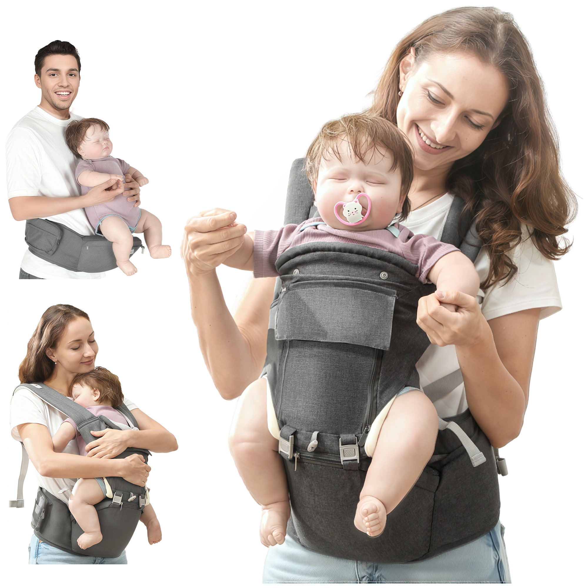 AIYAPLAY 6 in 1 Baby Carrier Newborn to Toddler with Removable Seat for ...