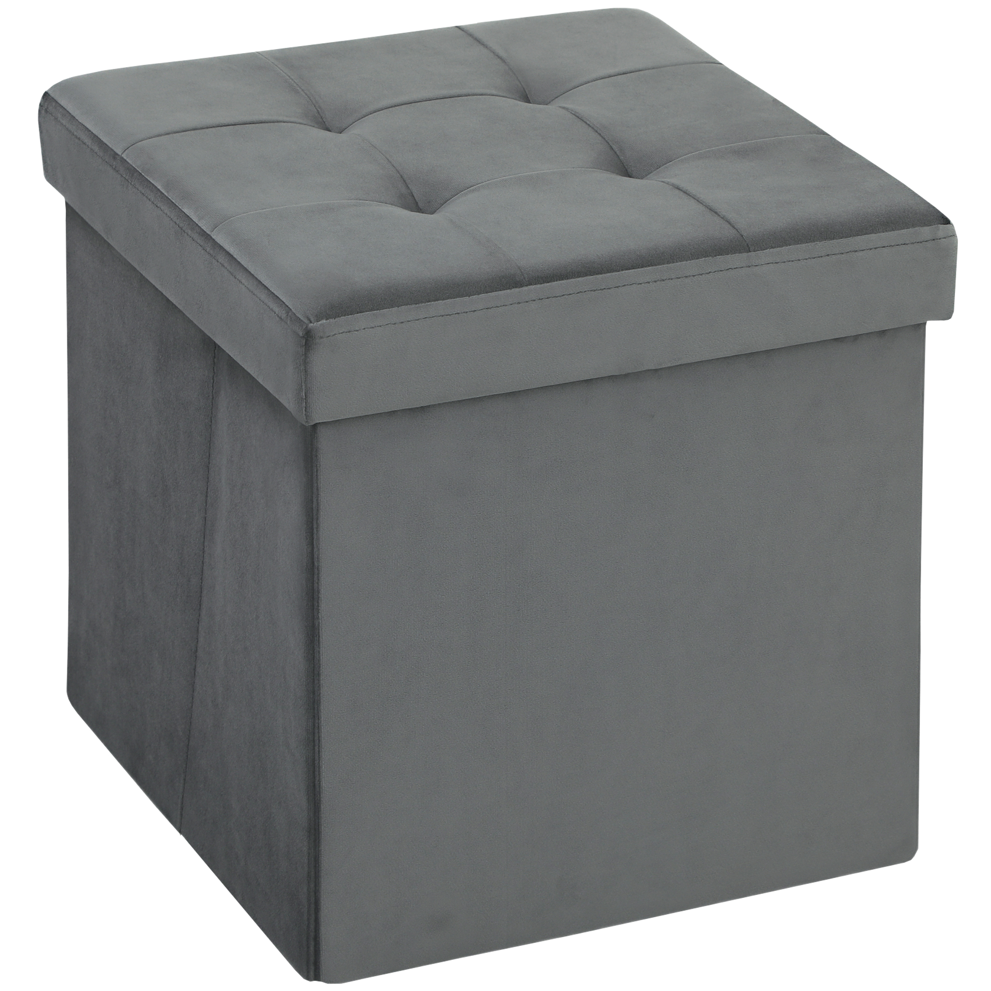 HOMCOM Foldable Storage Stool, Storage Box, Foam, MDF, Gray | Aosom Ireland