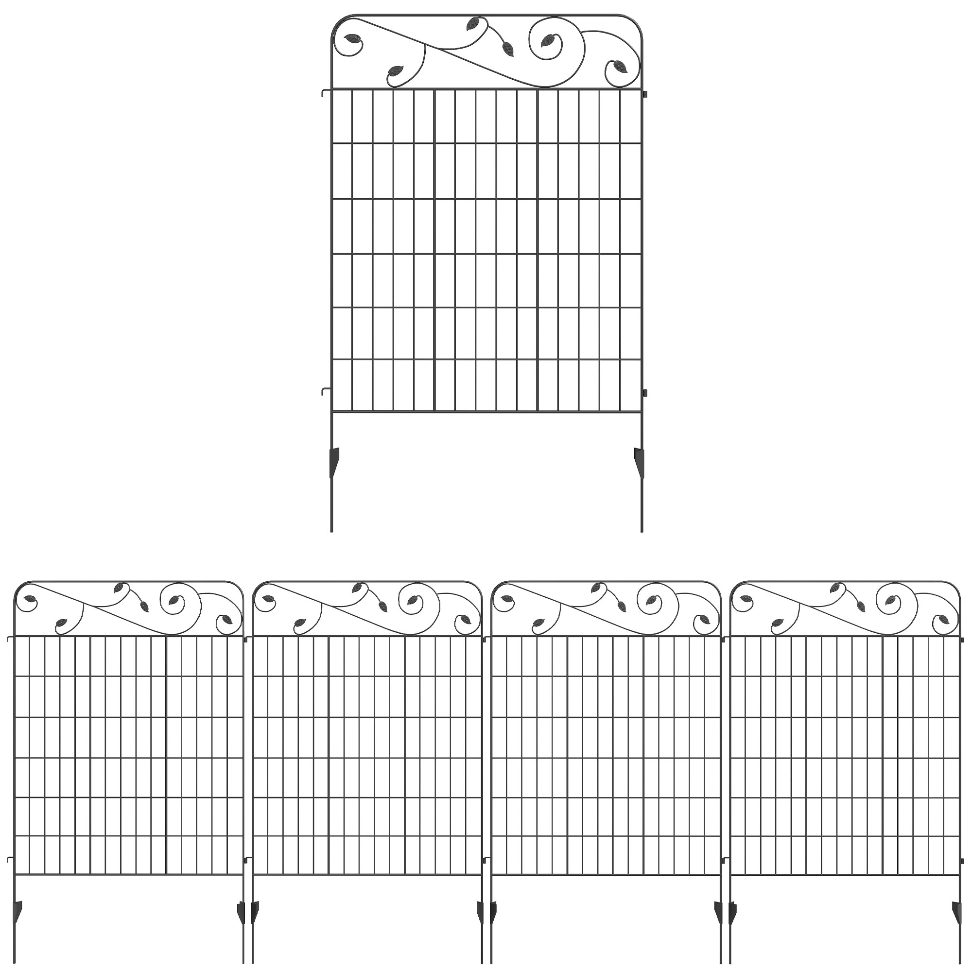 Outsunny Decorative Garden Fencing, 4PCs 43in x 11.5ft Outdoor Picket ...