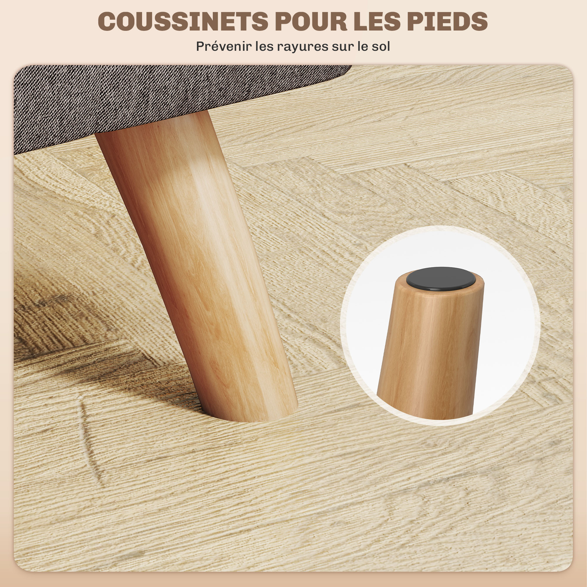 HOMCOM Repose pied salon ottoman siège rembourré en tissu avec pieds en ...