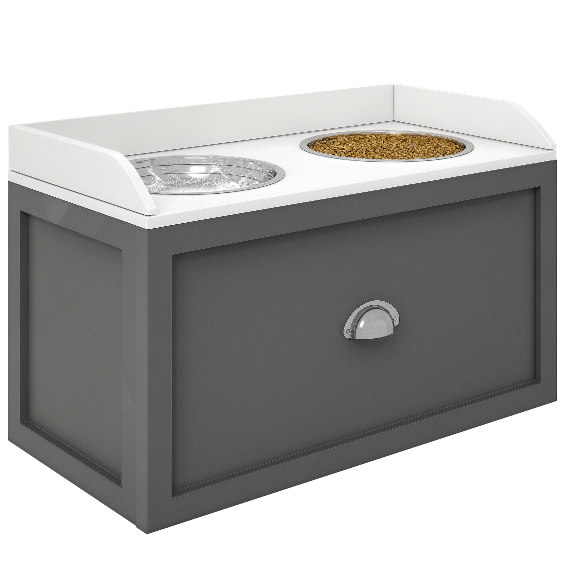 PawHut Stainless Steel Raised Dog Bowls, with 21L Storage Drawer for ...
