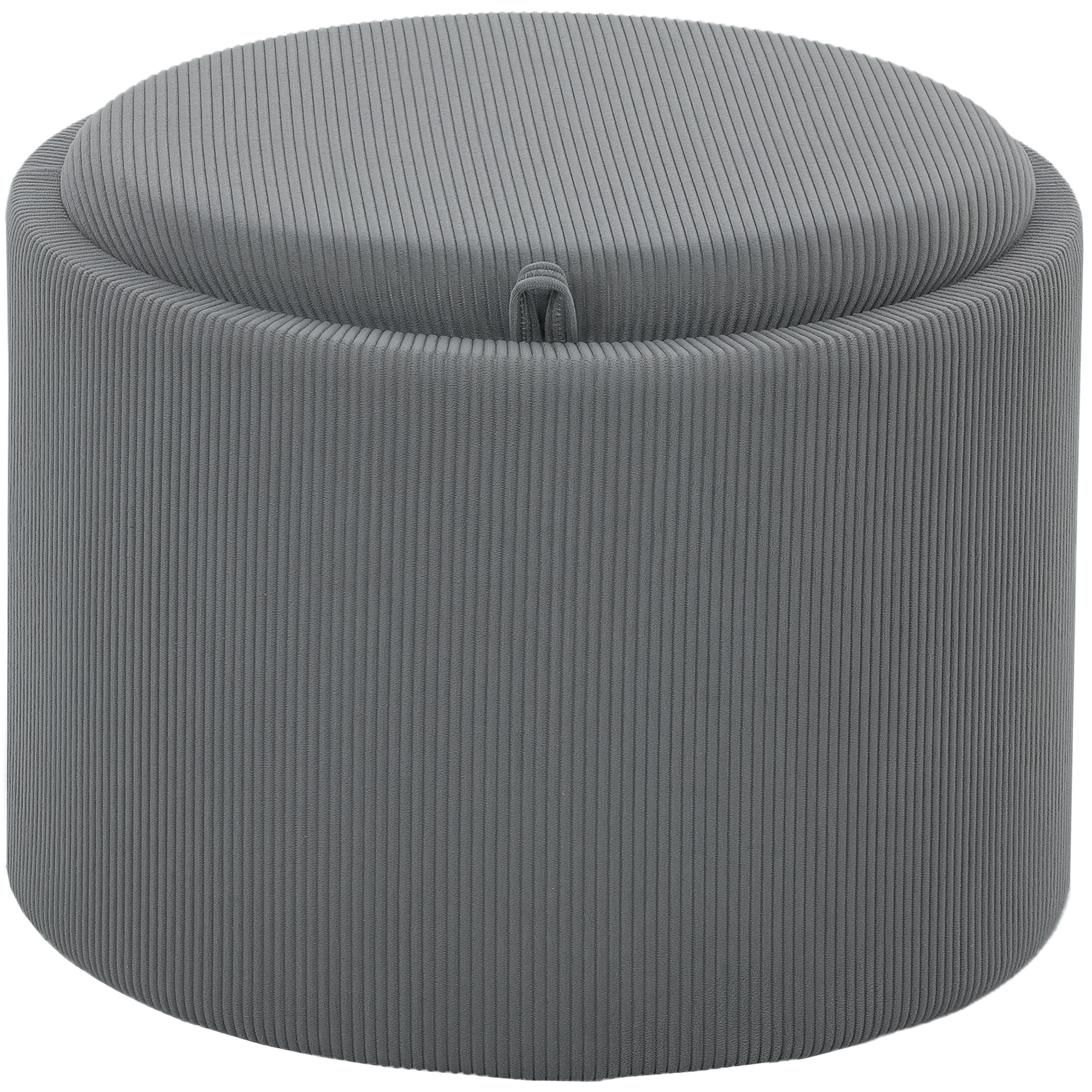 HOMCOM Storage Ottoman with Storage Compartment, Round, Footrest, Cord ...