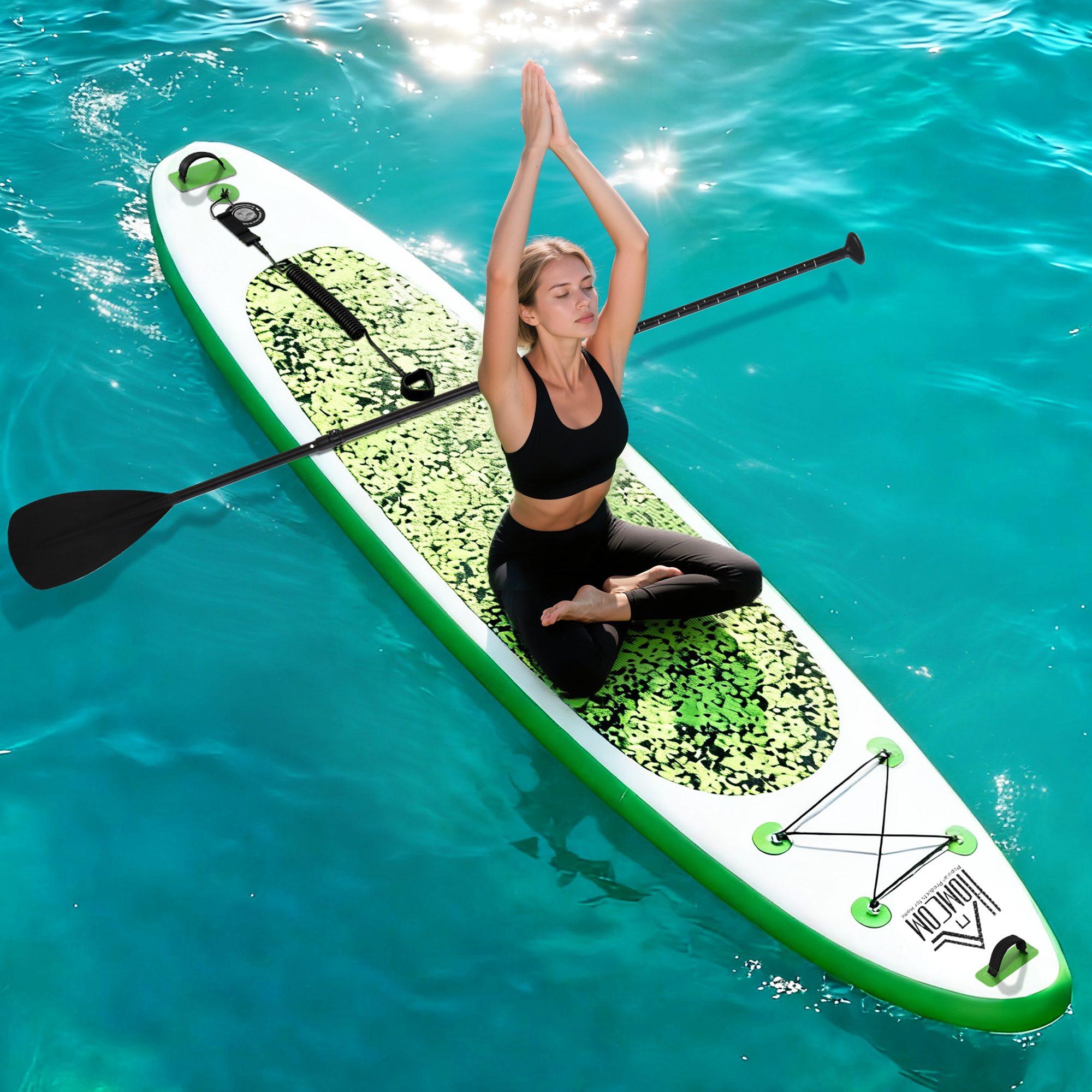 HOMCOM Inflatable Adult Paddle Board Thick Plastic Multi-Layer Shell ...