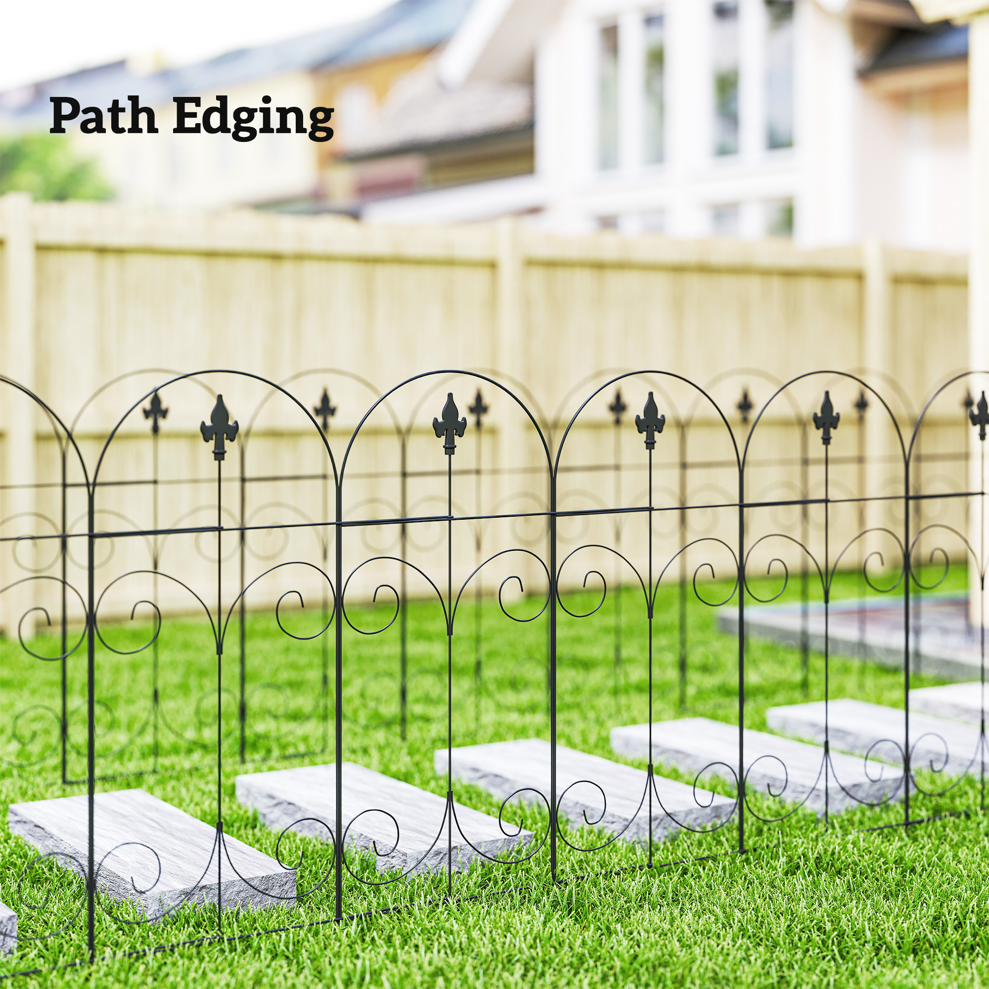 Outsunny Decorative Garden Fencing, 8PCs 44in x 12.5ft Outdoor Picket ...