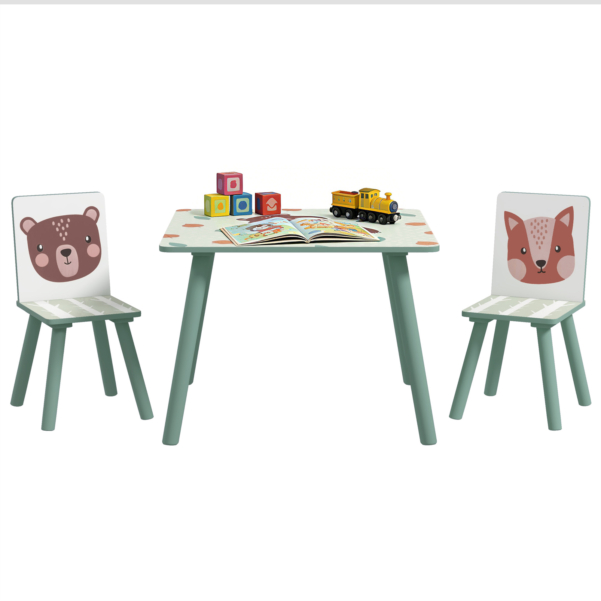 ZONEKIZ Set de Mesa y 2 Sillas Conjunto de Muebles Infantiles de 3 ...
