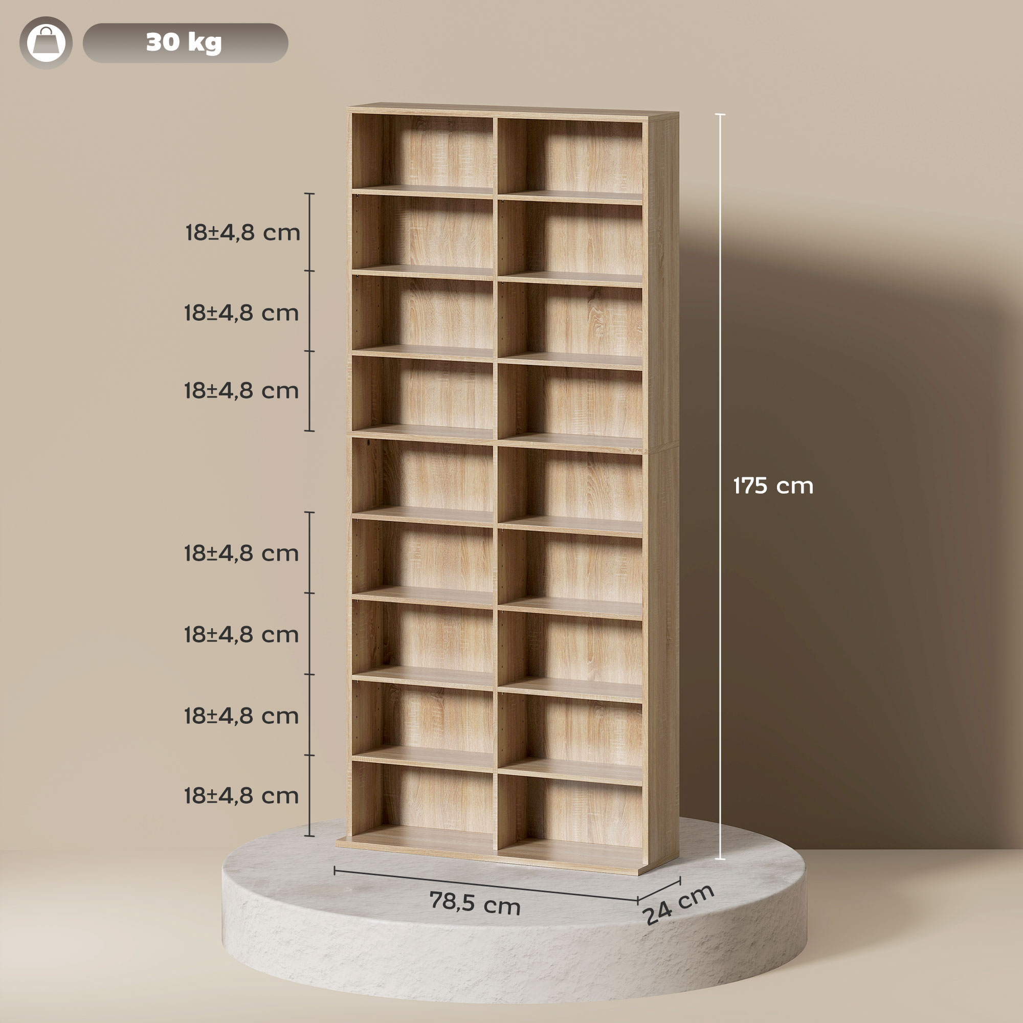 HOMCOM Armazenamento para CD e DVD 18 compartimentos capacidade máx ...