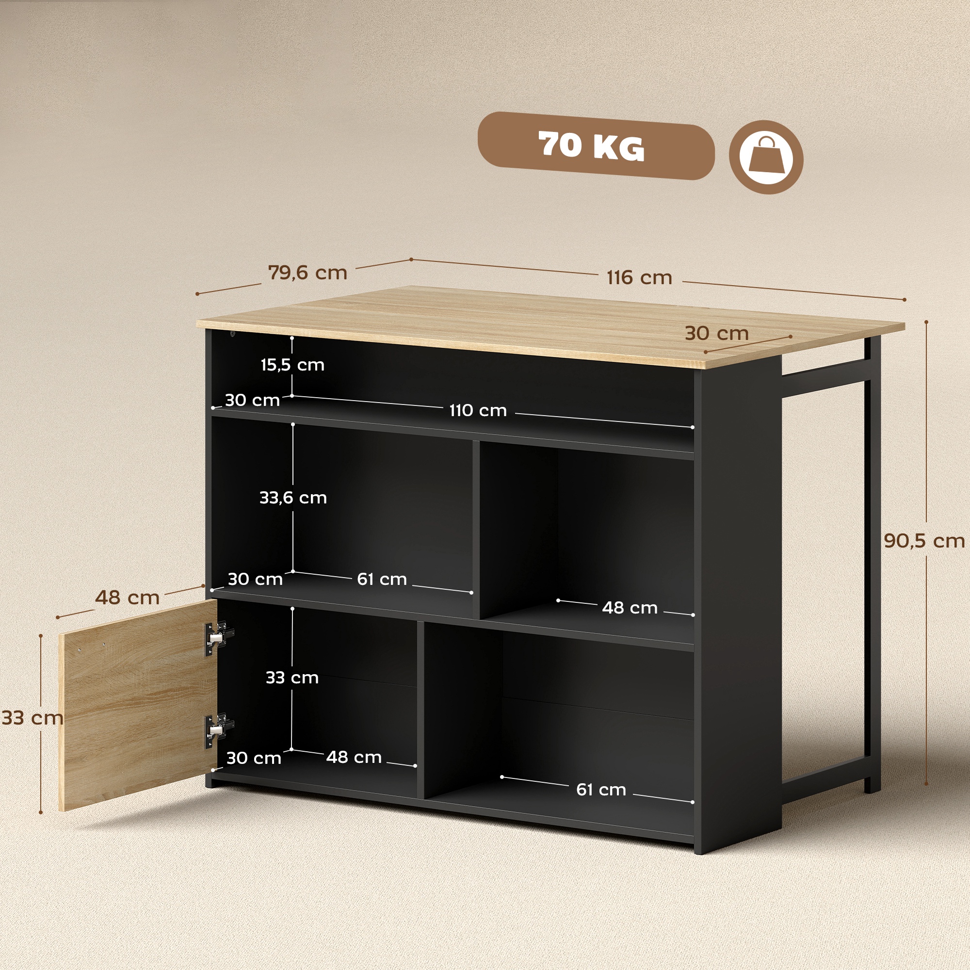 HOMCOM Mesa de bar extensível com tampo abatível, mesa alta para ...