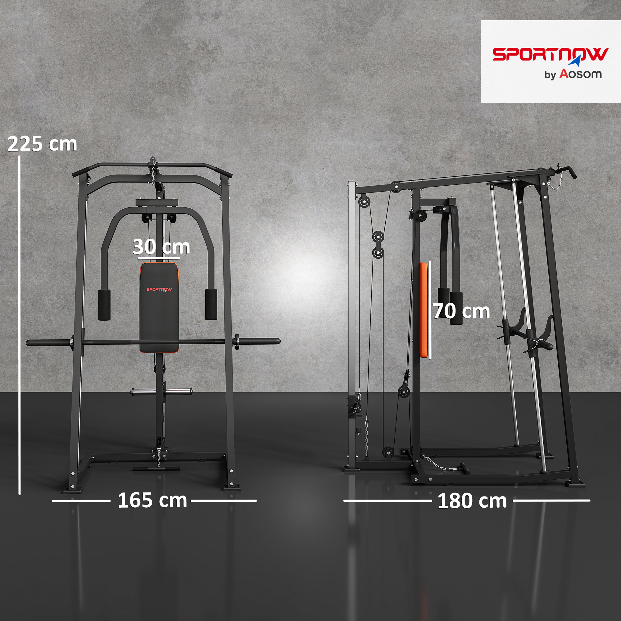 SPORTNOW 3-in-1 Gym Station with Dual Cable Pulley System, Black | Aosom UK