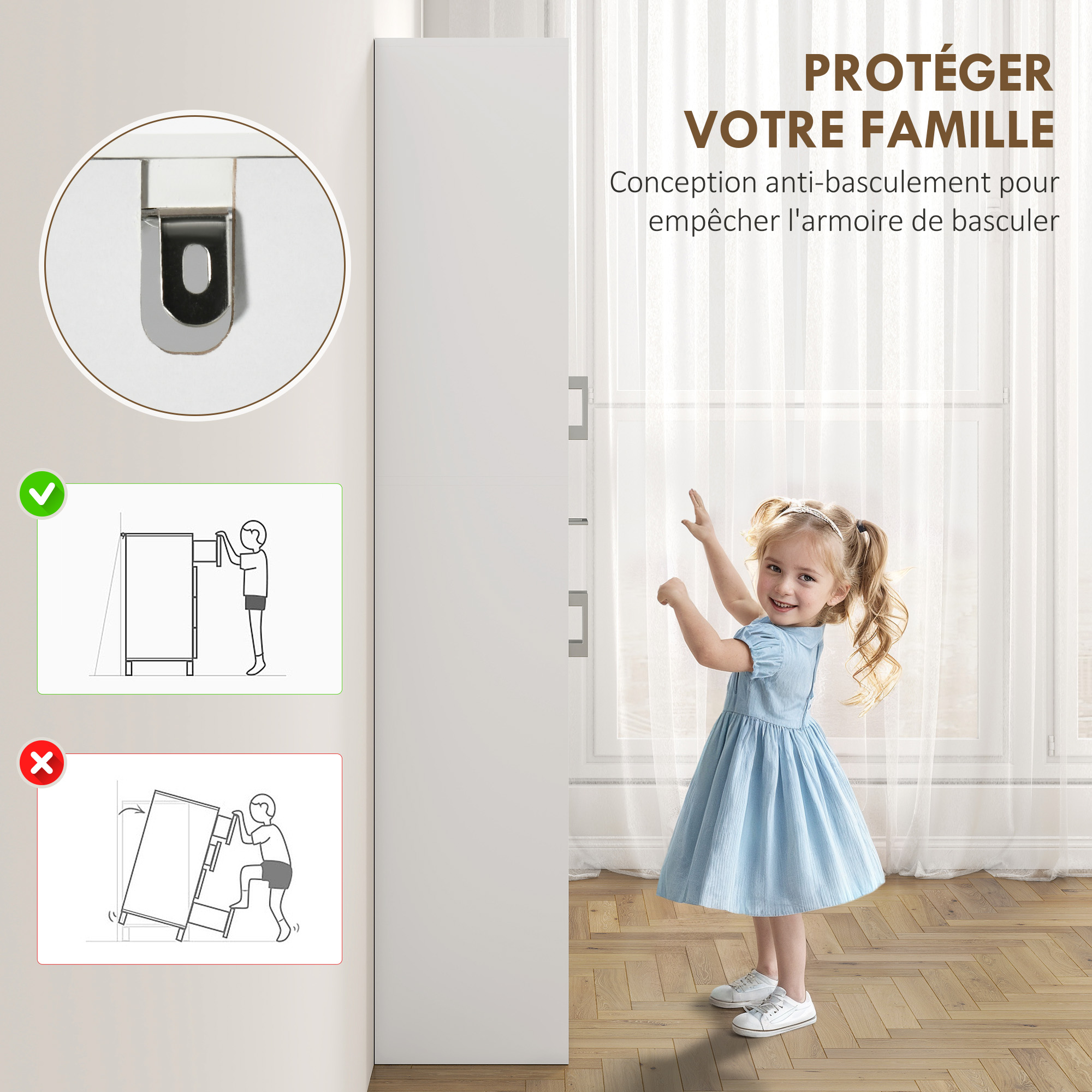 HOMCOM Buffet haut armoire de cuisine 4 portes 2 placards et 1 tiroir ...