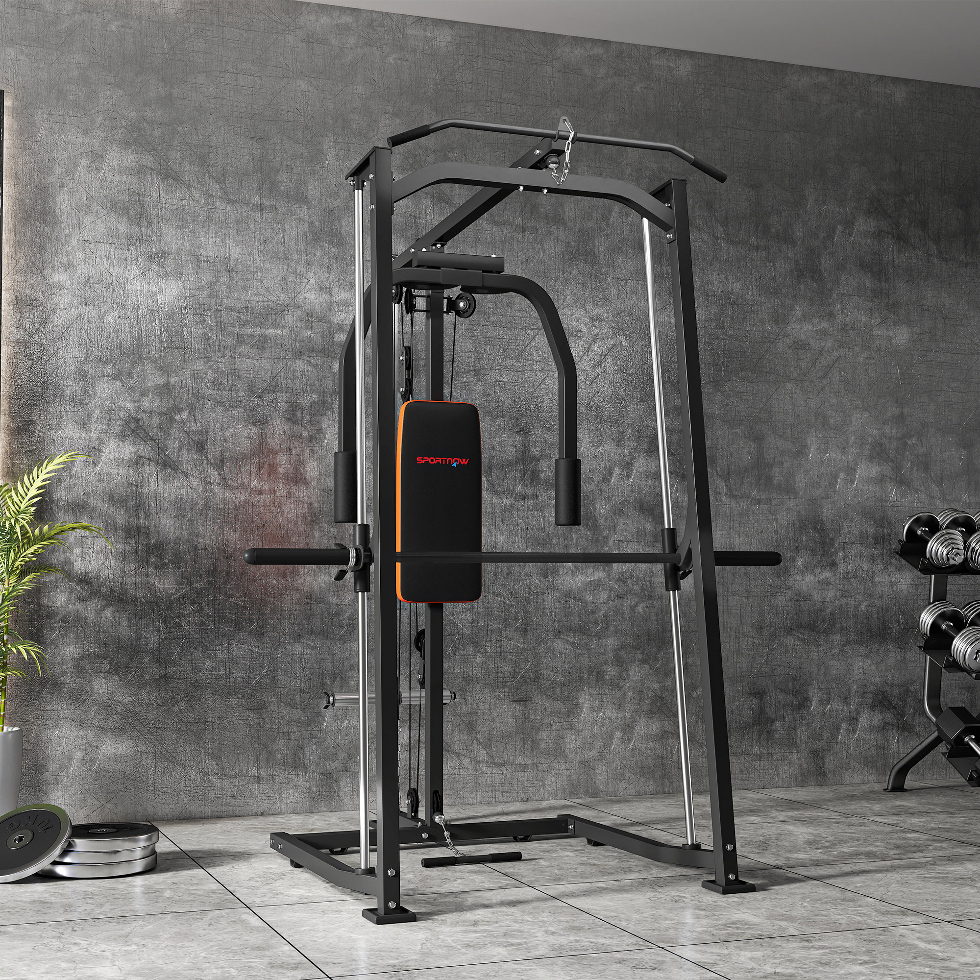 SPORTNOW 3-in-1 Gym Station with Dual Cable Pulley System, Black | Aosom UK