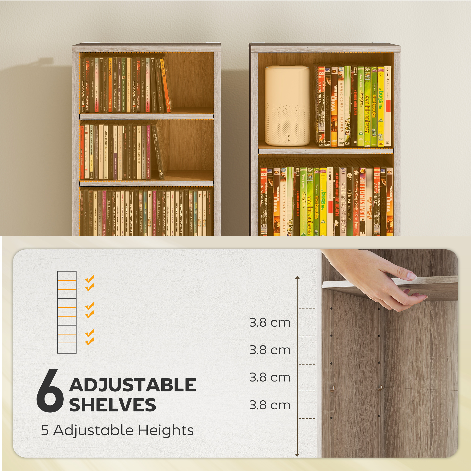 HOMCOM 260 Narrow CD Storage Unit - Natural Wood Finish | Aosom UK